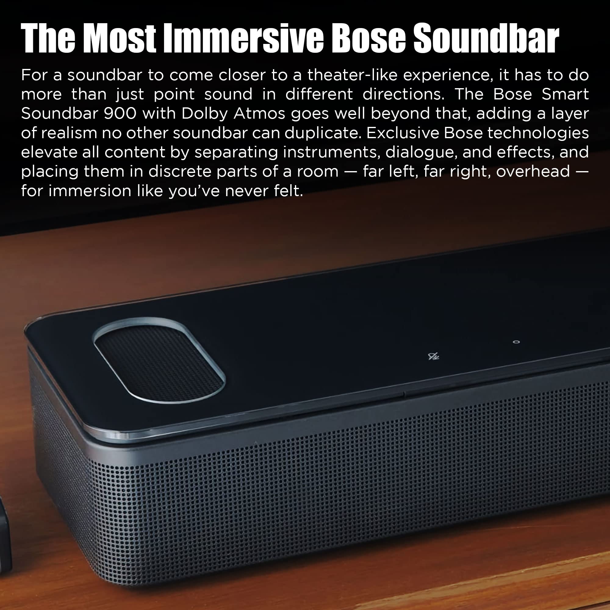 Bose Smart Soundbar 900 Dolby Atmos with Alexa Built-In, Bluetooth connectivity - Black