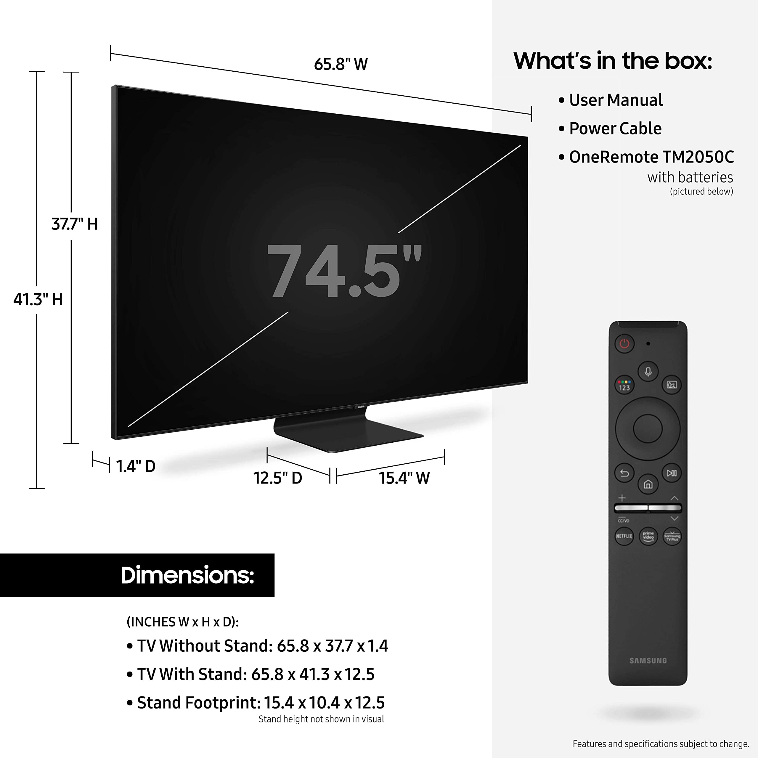 SAMSUNG 75-inch Class QLED Q90T Series - 4K UHD Direct Full Array 16X Quantum HDR 16X Smart TV with Alexa Built-in (QN75Q90TAFXZA, 2020 Model)
