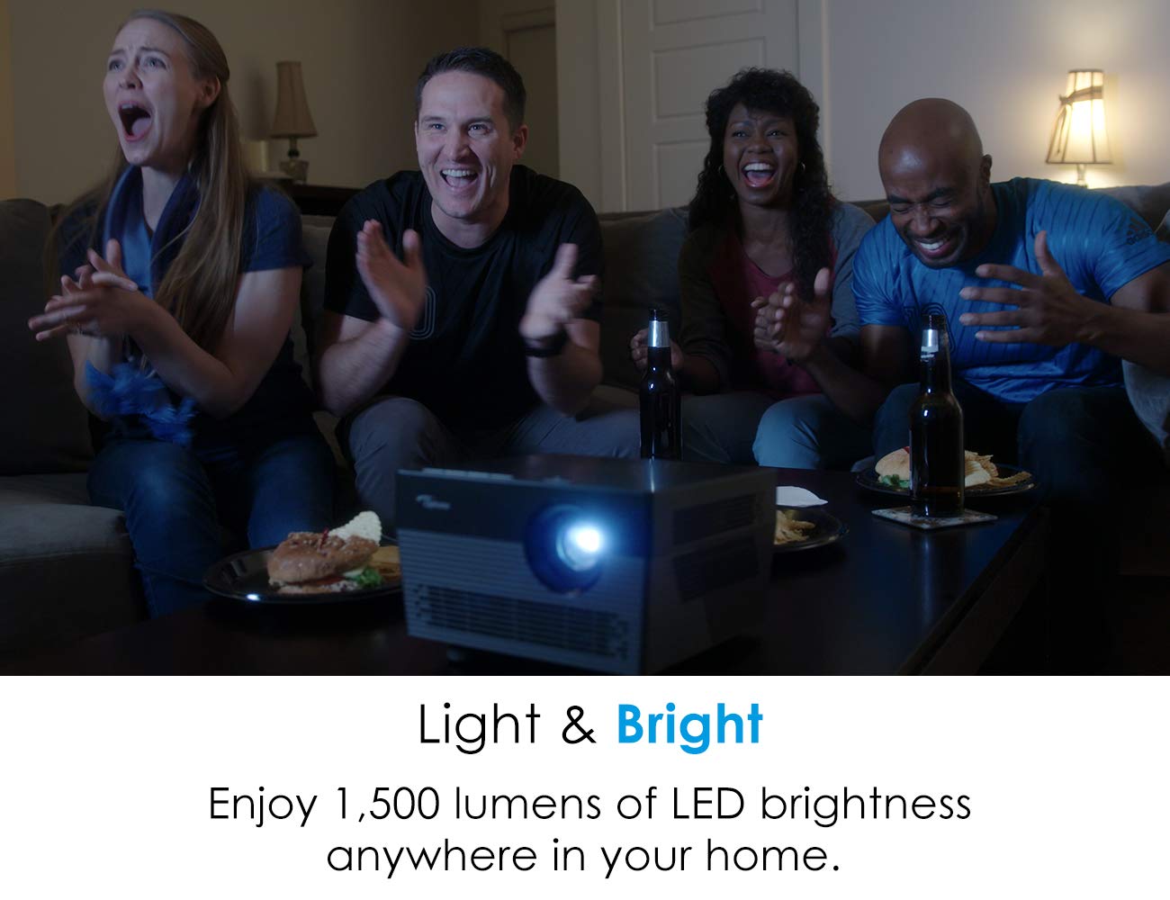 Optoma UHL55 4K LED Smart Projector with HDR, Bright 1500 lumens, Works with Alexa and Google Assistant, for Home Theaters and Outdoors, Auto Focus, Bluetooth Speaker Built in, Stream Netflix, Black