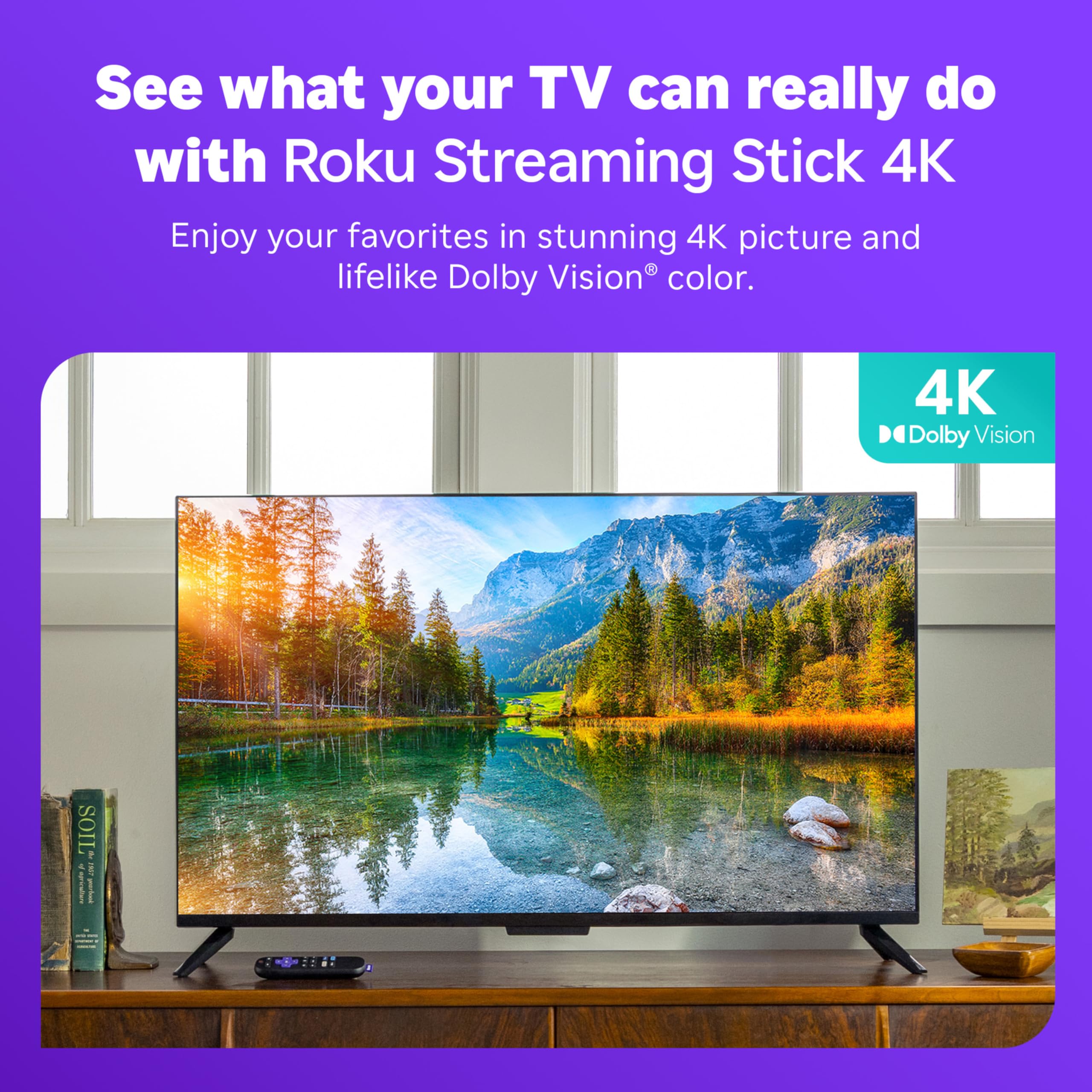 Roku Streaming Stick 4K | Streaming Device 4K/HDR/Dolby Vision with Roku Voice Remote and TV Controls