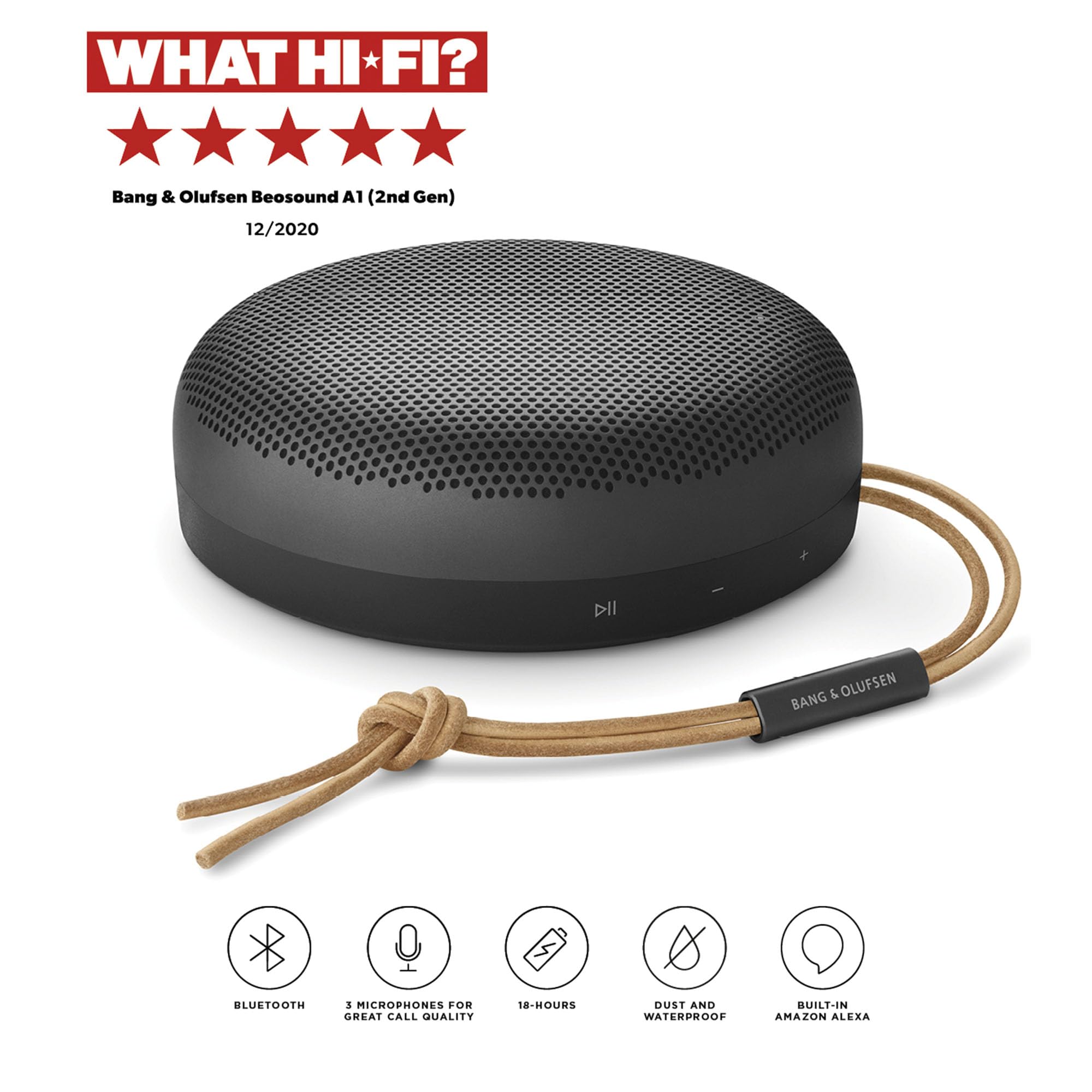 Bang & Olufsen Beosound A1 (2nd Generation) Wireless Portable Waterproof Bluetooth Speaker with Microphone, Anthracite