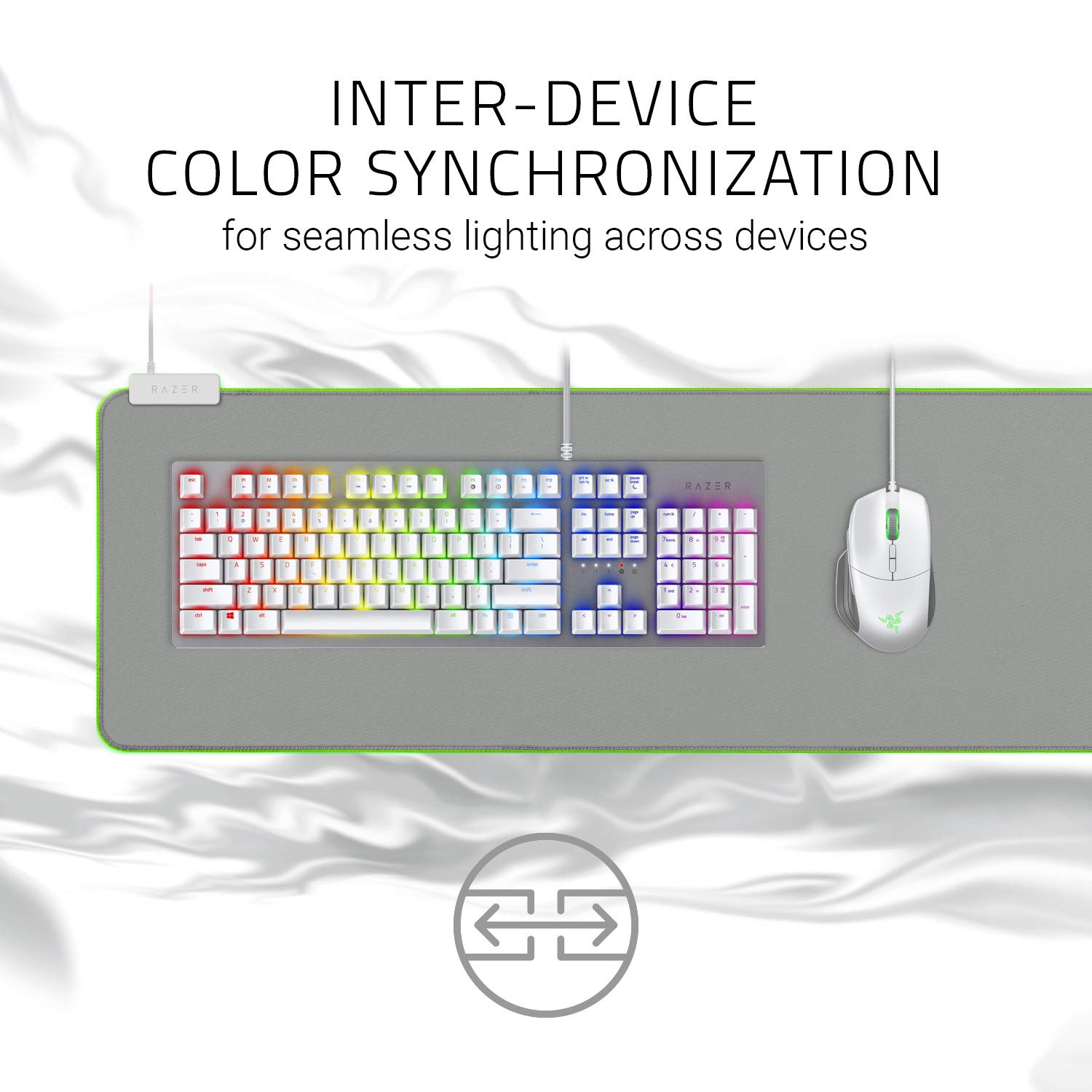 Razer Goliathus Extended Chroma Gaming Mouse Pad: Customizable Chroma RGB Lighting - Soft, Cloth Material - Balanced Control & Speed - Non-Slip Rubber Base - Mercury White