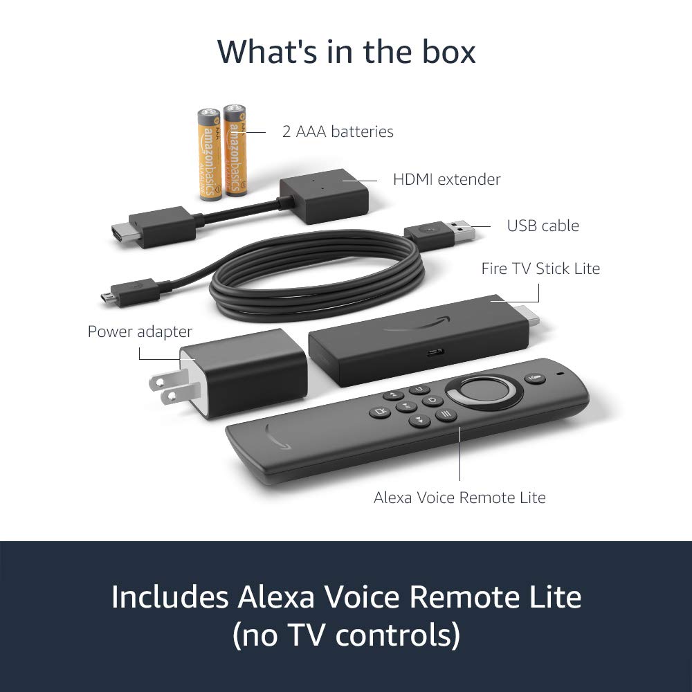 Certified Refurbished Fire TV Stick Lite with Alexa Voice Remote Lite (no TV controls) | HD streaming device | 2020 release
