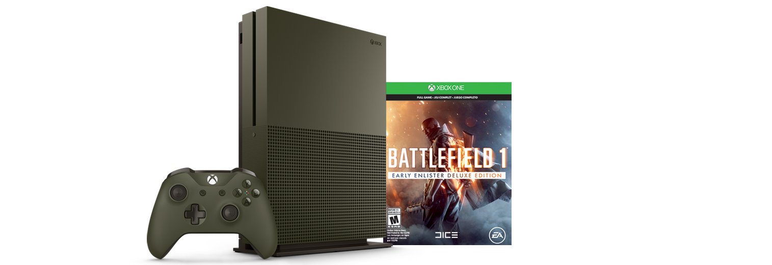 Xbox One S 1TB Console – Battlefield 1 Special Edition Bundle [Discontinued]