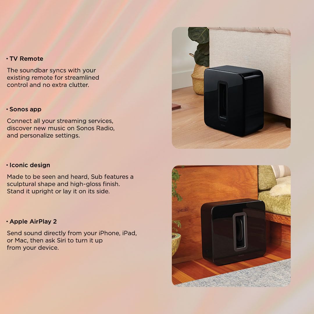 Sonos Sub (Gen 3) - The Wireless Subwoofer for Deep Bass - Black