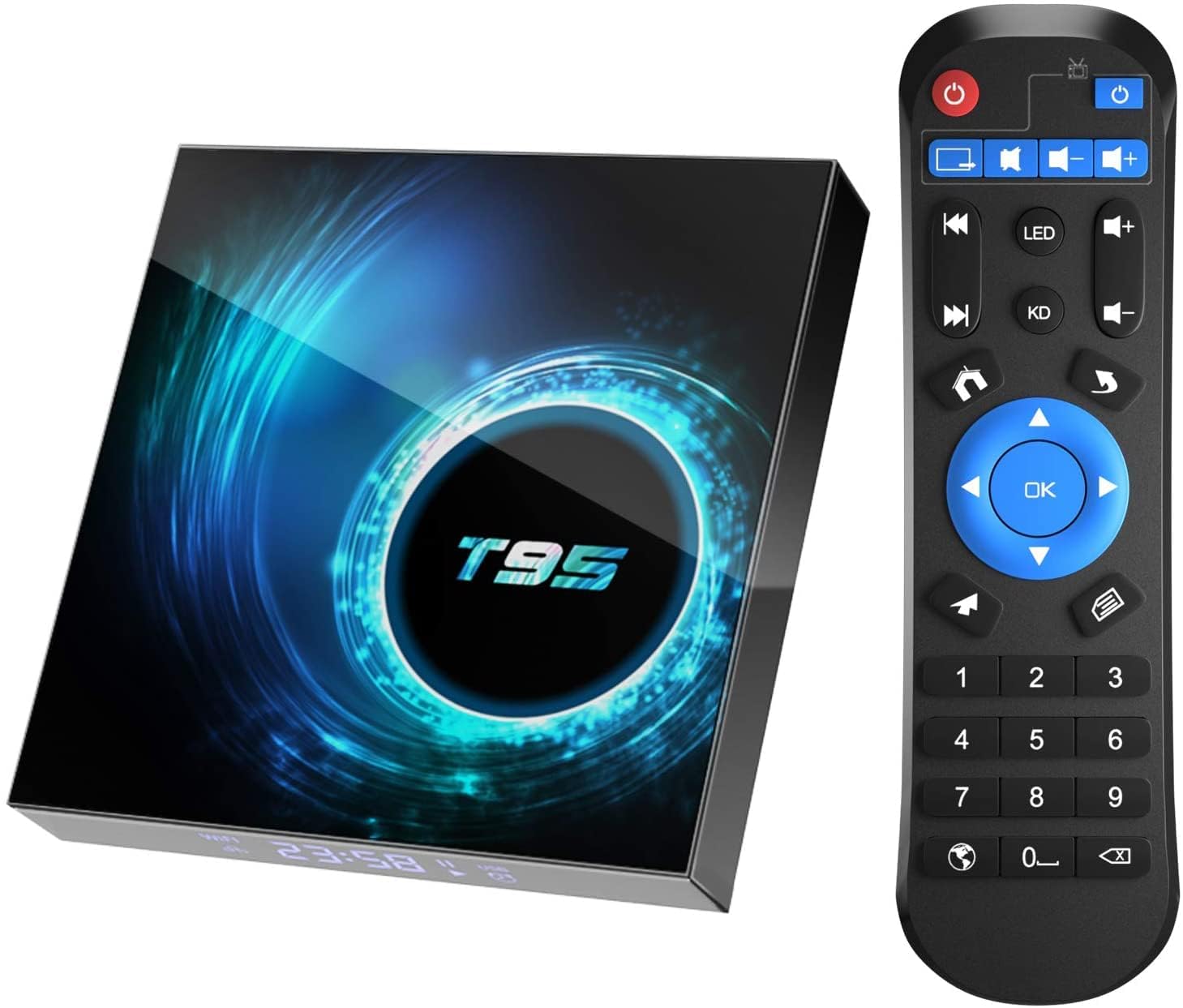 T95 Android 10.0 TV Box, YAGALA Android Box with Allwinner H616 Quad-Core 64bit ARM Corter-A53 CPU Mali G31 MP2 GPU 2GB RAM 16GB ROM 6K 4K Output 2.4GHz+5GHz WiFi 100M LAN Enternet BT5.0
