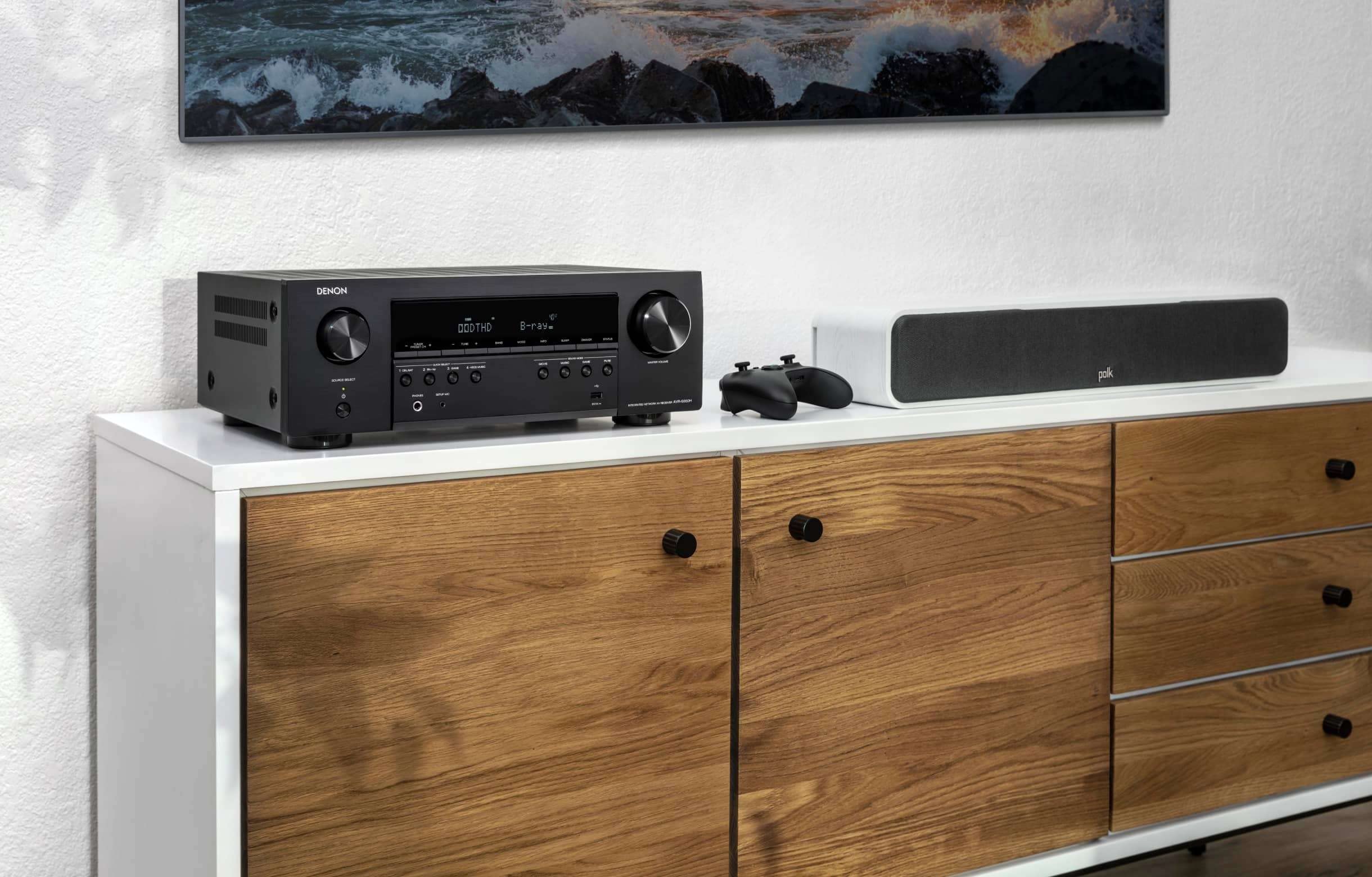 Denon AVR-S660H 5.2 Ch AVR - 75 W/Ch (2021 Model), Advanced 8K Upscaling, 3D Audio - Dolby TrueHD, DTS:HD Master & More, Wireless Streaming, Built-in HEOS, Alexa