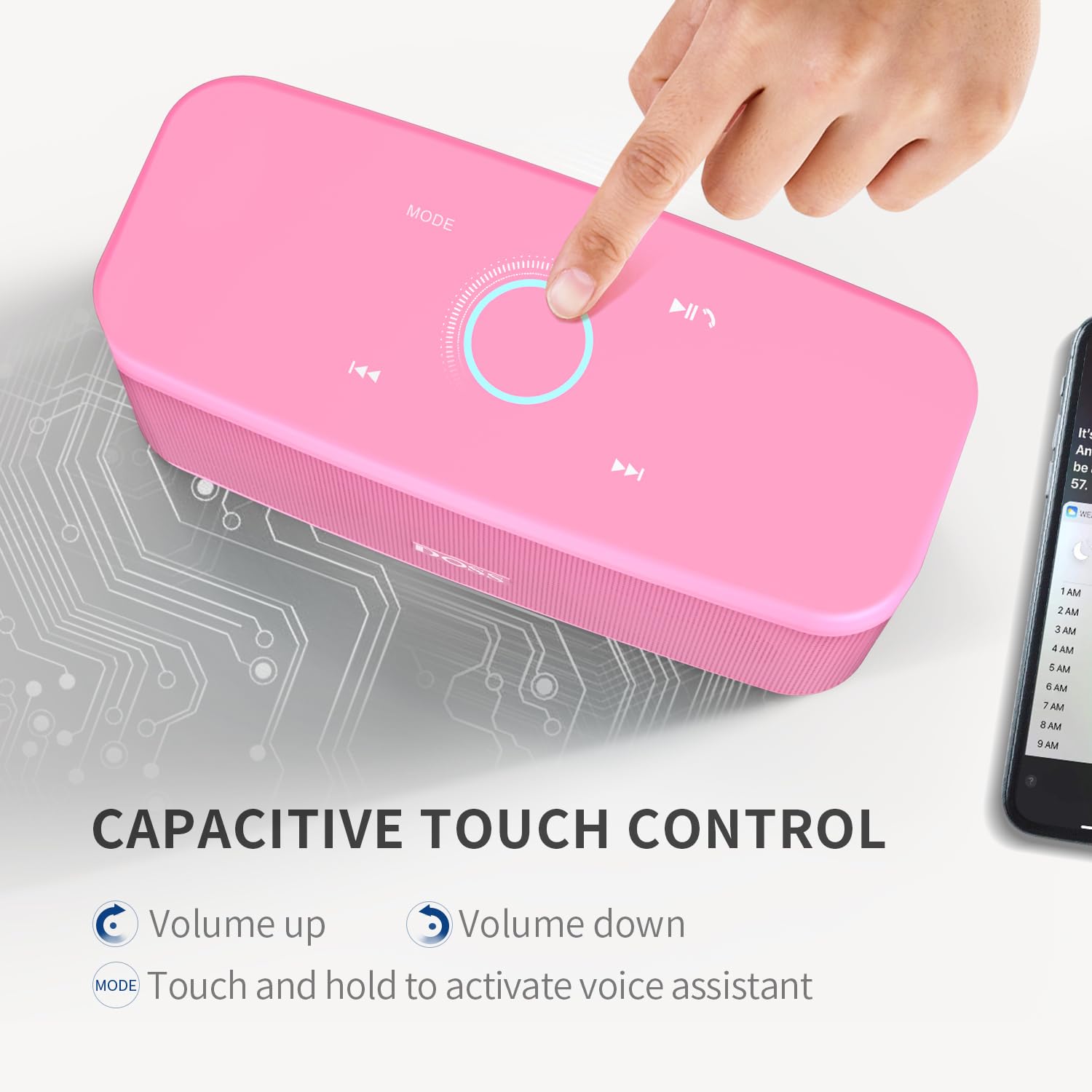 DOSS SoundBox Plus Portable Wireless Bluetooth Speaker with HD Sound and Deep Bass, Wireless Stereo Pairing, Built-in Mic, 20H Playtime, Portable Wireless Speaker for Home, Outdoor, Travel-Pink