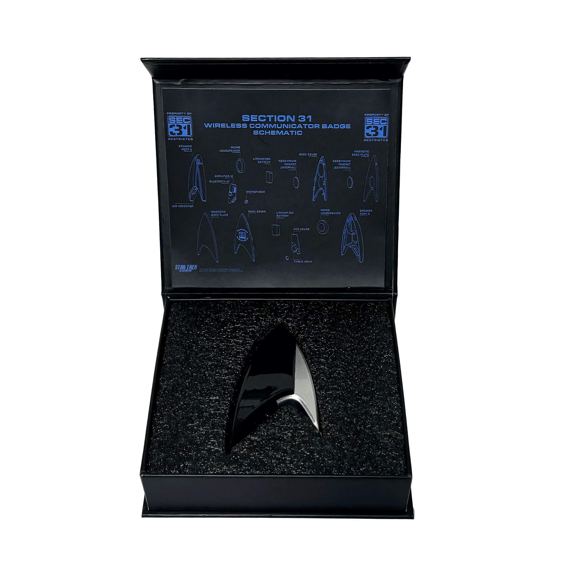 FAMETEK Star Trek Next Generation Bluetooth Communicator Badge - TNG Bluetooth ComBadge with Chirp Sound Effects, Microphone & Speaker β Star Trek Memorabilia, Gifts, Collectibles for StarTrek