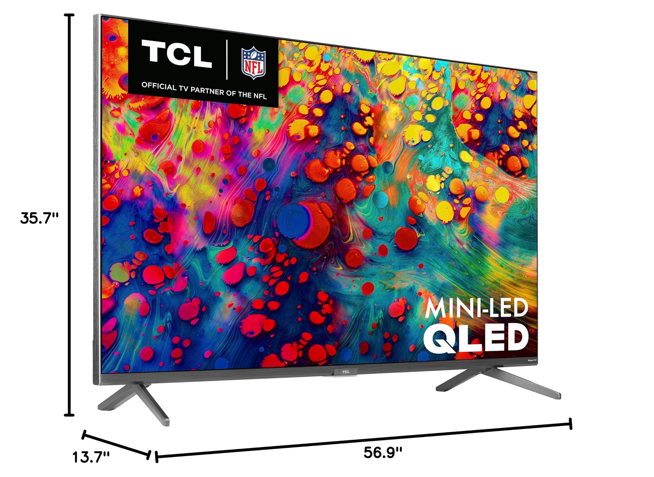 TCL 65-inch 6-Series 4K UHD Dolby Vision HDR QLED Roku Smart TV - 65R635, 2021 Model
