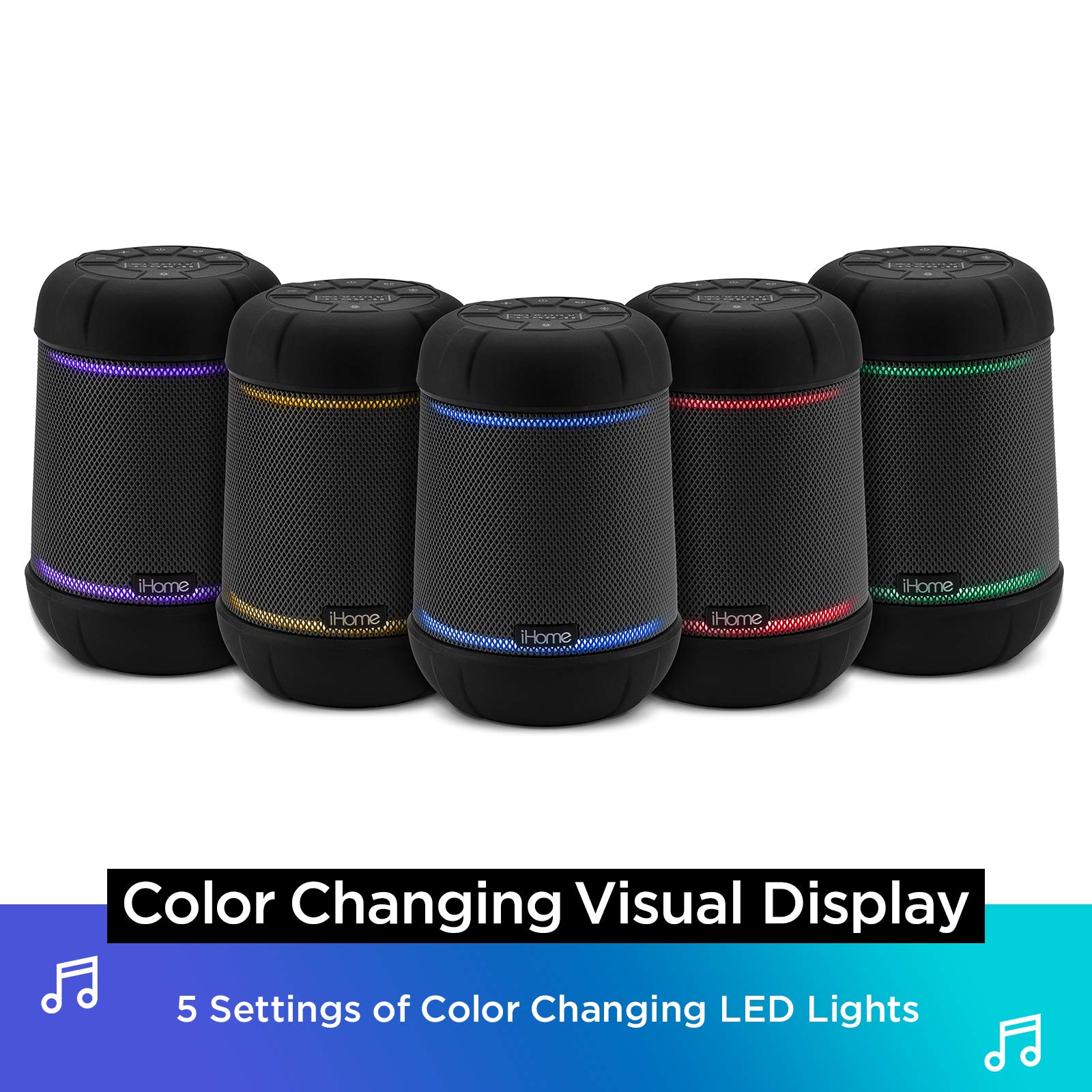 iHome iBT158 Smart Bluetooth Speaker - With Alexa Built-In and Color Changing LED Lights - Perfect Portable Audio Device for Parties, Outdoors, and Other Events