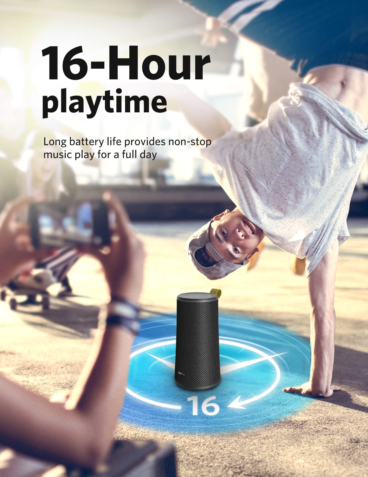 EarFun® UBOOM Bluetooth Speaker, [24W Stereo Sound] Boom Bass, 360° Surround Sound, Sweatshield™ IPX7 Waterproof, Indoor & Outdoor Modes, Dual Pairing, 24Hrs, Portable Wireless Speaker for iPhone etc