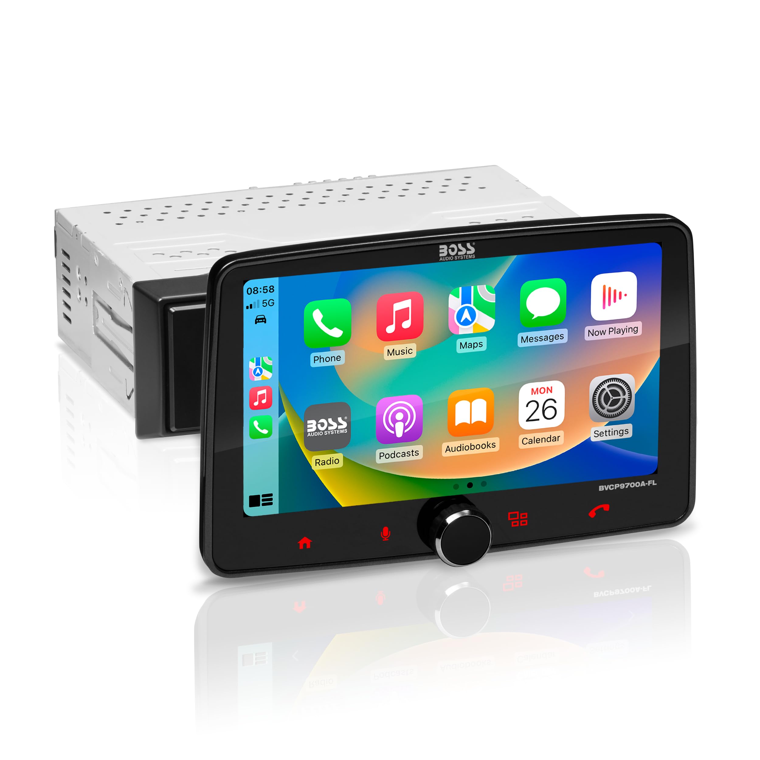 BOSS Audio Systems BVCP9700A-FL Car Audio Stereo System - Apple CarPlay, Android Auto, 7 Inch Single Din, Capacitive Touchscreen, Bluetooth Audio and Calling Head Unit, Radio Receiver, No CD Player