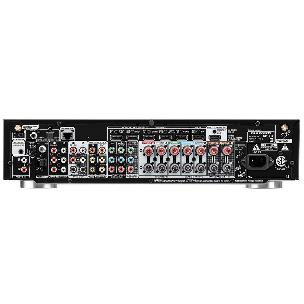 Marantz NR1711 8K Slim 7.2 Channel Ultra HD AV Receiver (2020 Model) β Wi-Fi, Bluetooth, HEOS Built-in, Alexa & Smart Home Automation - 8K Videos & Multi-Room Streaming