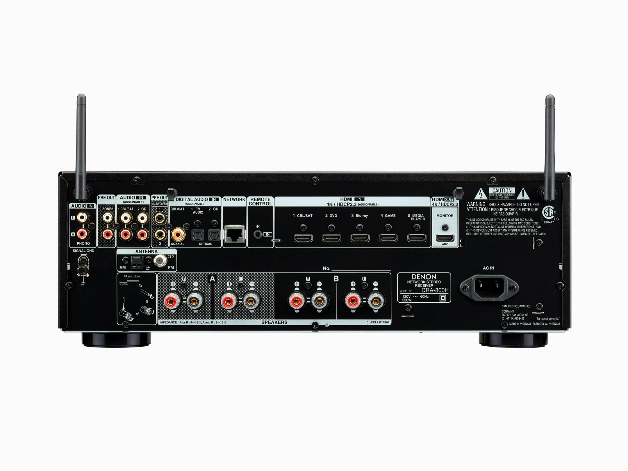Denon DRA-800H 2-Channel Stereo Network Receiver for Home Theater | Hi-Fi Amplification | Connects to All Audio Sources | Latest HDCP 2.3 Processing with ARC Support | Compatible with Amazon Alexa