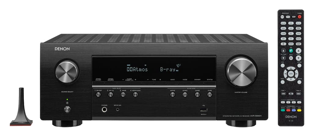 Denon AVR-S960H 8K Ultra HD 7.2 Channel (90 Watt X 7) AV Receiver 2020 Model - Built for Gaming, Music Streaming, 3D Audio & Video, Alexa + HEOS, Black (Renewed)