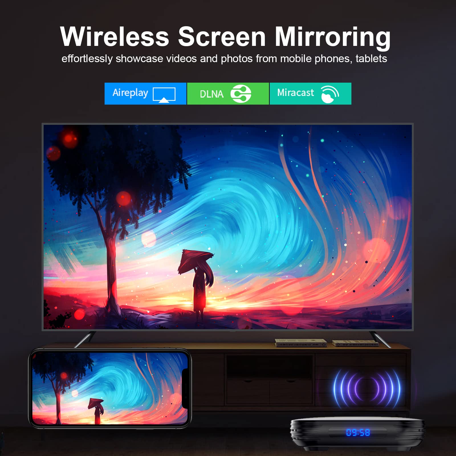 Android Tv Box 10.0 4GB RAM 64GB ROM with 2.4G 5G WiFi Tv Box Support 3D 4K 6K USB2.0 H.265 BT4.1 with Mini Keyboard