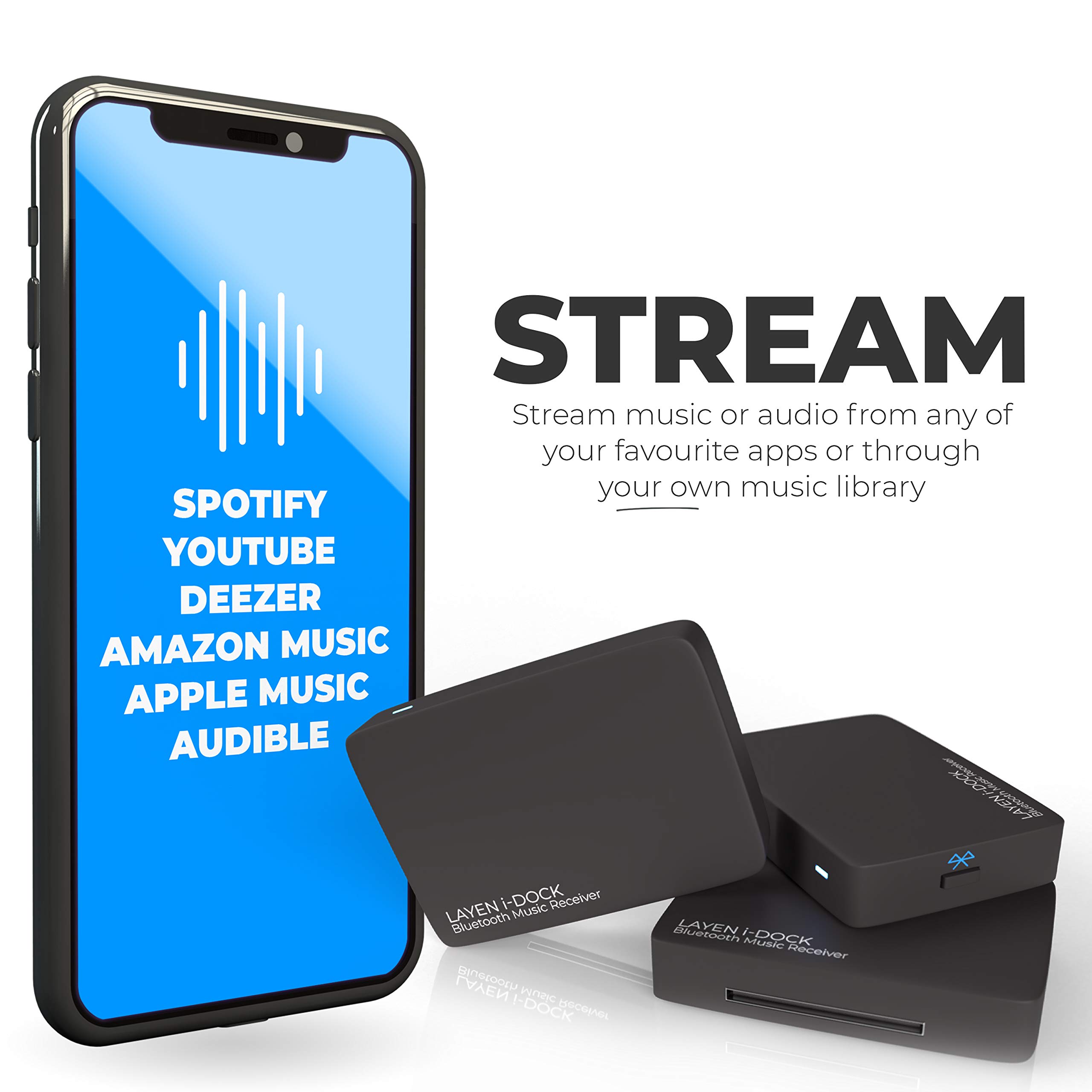 LAYEN BS-1 30 Pin Bluetooth Adapter Audio Receiver for Bose SoundDock and iPod iPhone Docking Station - Wireless Bluetooth Converter for Speakers with 30 Pin (Not Suitable for Cars)