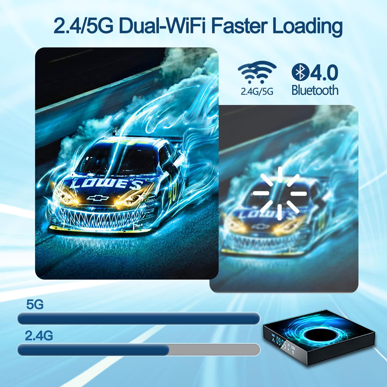 Android TV Box 10.0, Smart TV Box Android 2GB 16GB H616 Quad-Core 64bit CPU Support 2.4G +5G Dual WiFi Ethernet 100M BT 4.0 4K 6K Ultra HD Output H.265 Decoding Android Box