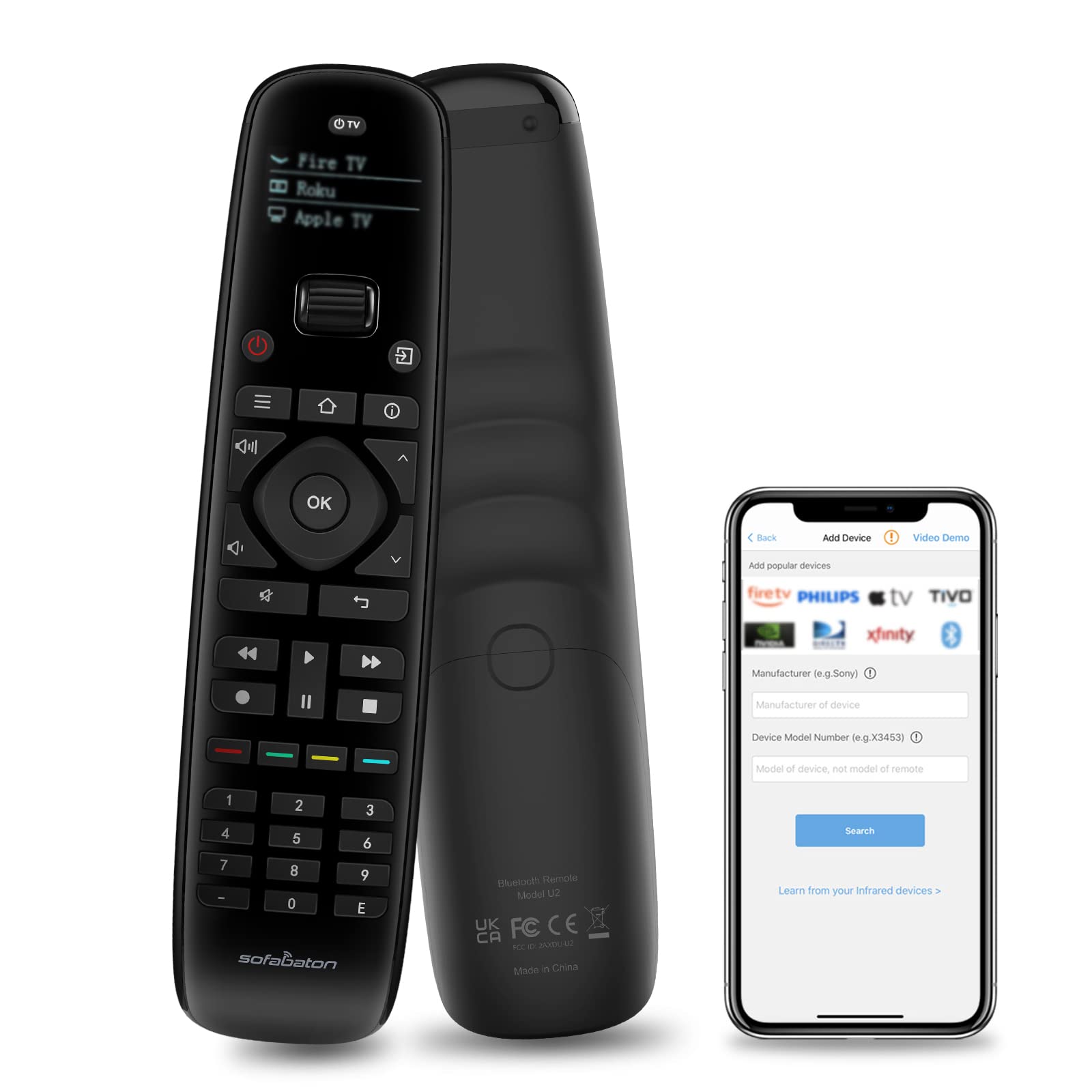 U1 Universal Remote with Mobile APP, Sofabaton All-in-One Universal Remote Control (for up to 15 Blutooth&IR Devices), Super Easy Set-Up with TV/DVD/Roku/Nvidia Shield Blu-ray Streaming Players etc