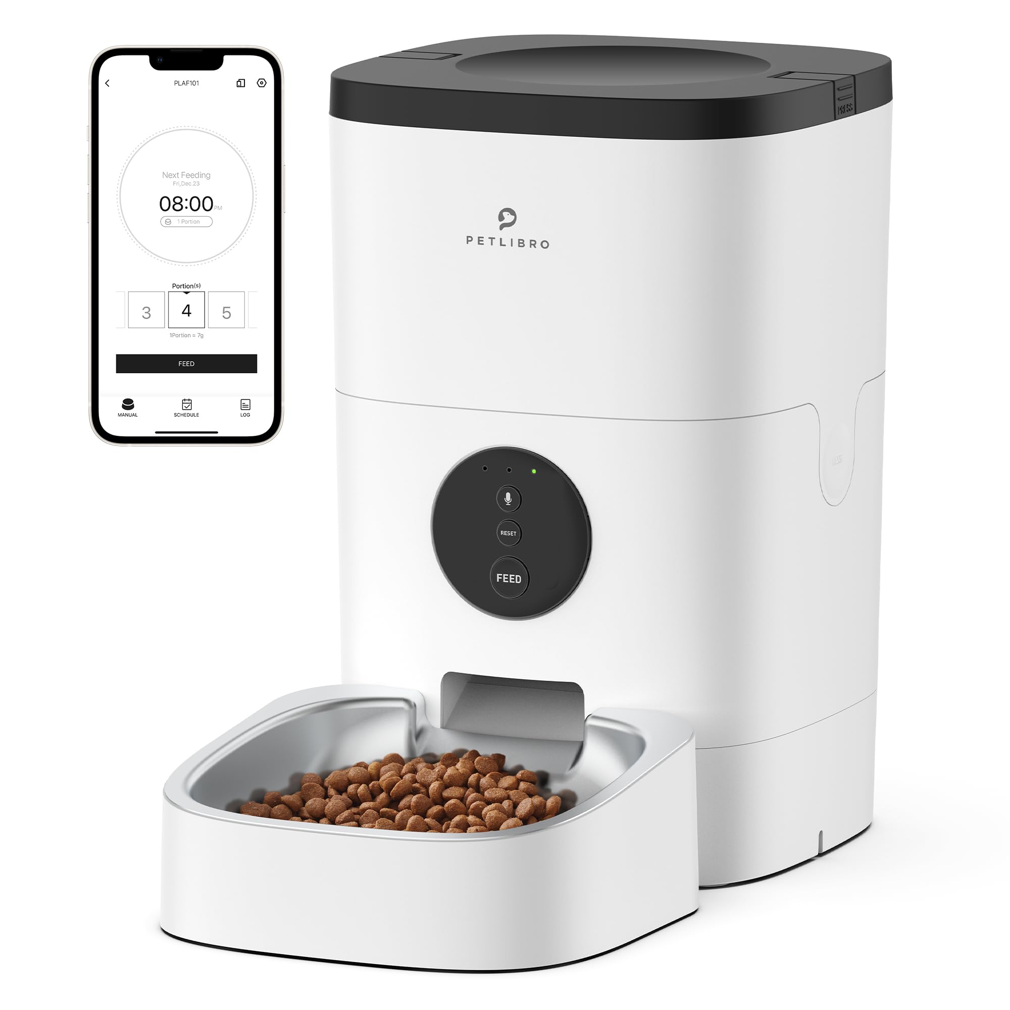 PETLIBRO Automatic Cat Feeders, Cat Food Dispenser with Customize Feeding Schedule, WiFi Timed Cat Feeder with Interactive Voice Recorder, Automatic Pet Feeder for Cat Dog 1-4 Meals Dry Food 4L