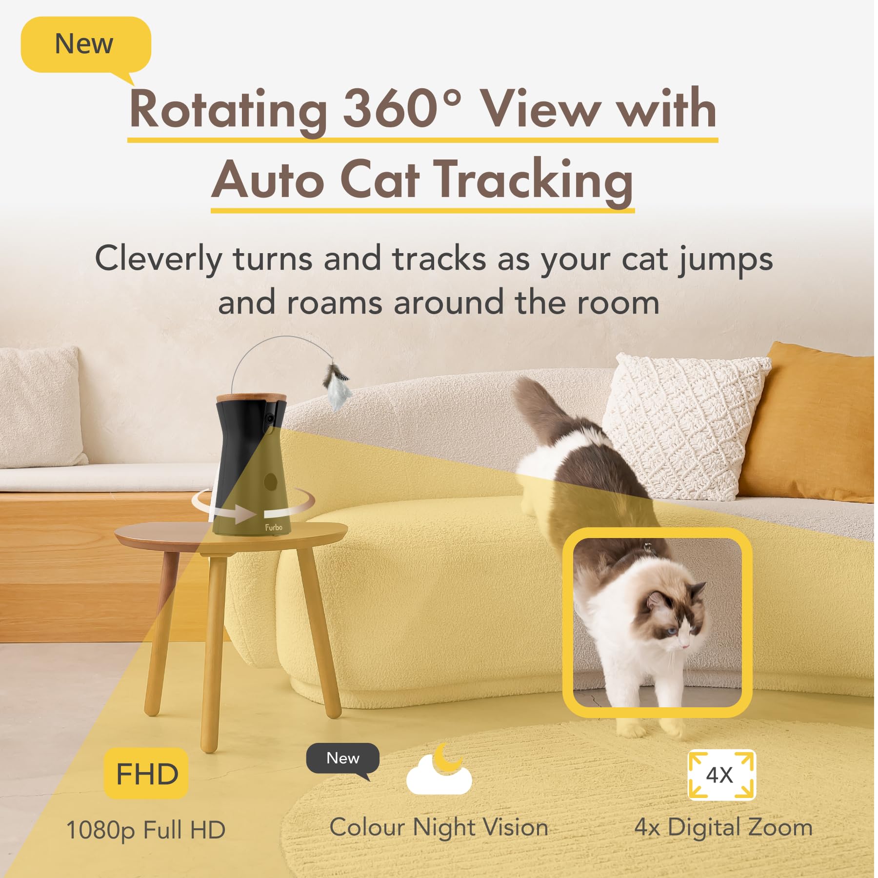 Furbo Dog Camera: Treat Tossing, Full HD Wifi Pet Camera and 2-Way Audio, Designed for Dogs, Compatible with Alexa (As Seen On Ellen)