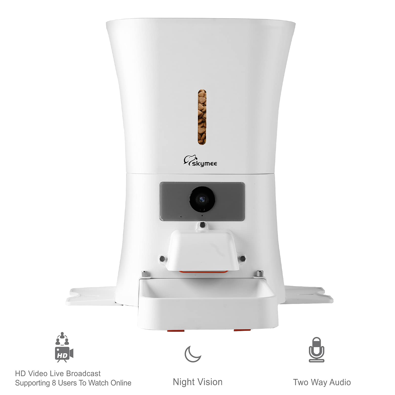 SKYMEE 8L WiFi Pet Feeder Automatic Food Dispenser for Cats & Dogs - 1080P Full HD Pet Camera Treat Dispenser with Night Vision and 2-Way Audio, Wi-Fi Enabled App for iPhone and Android