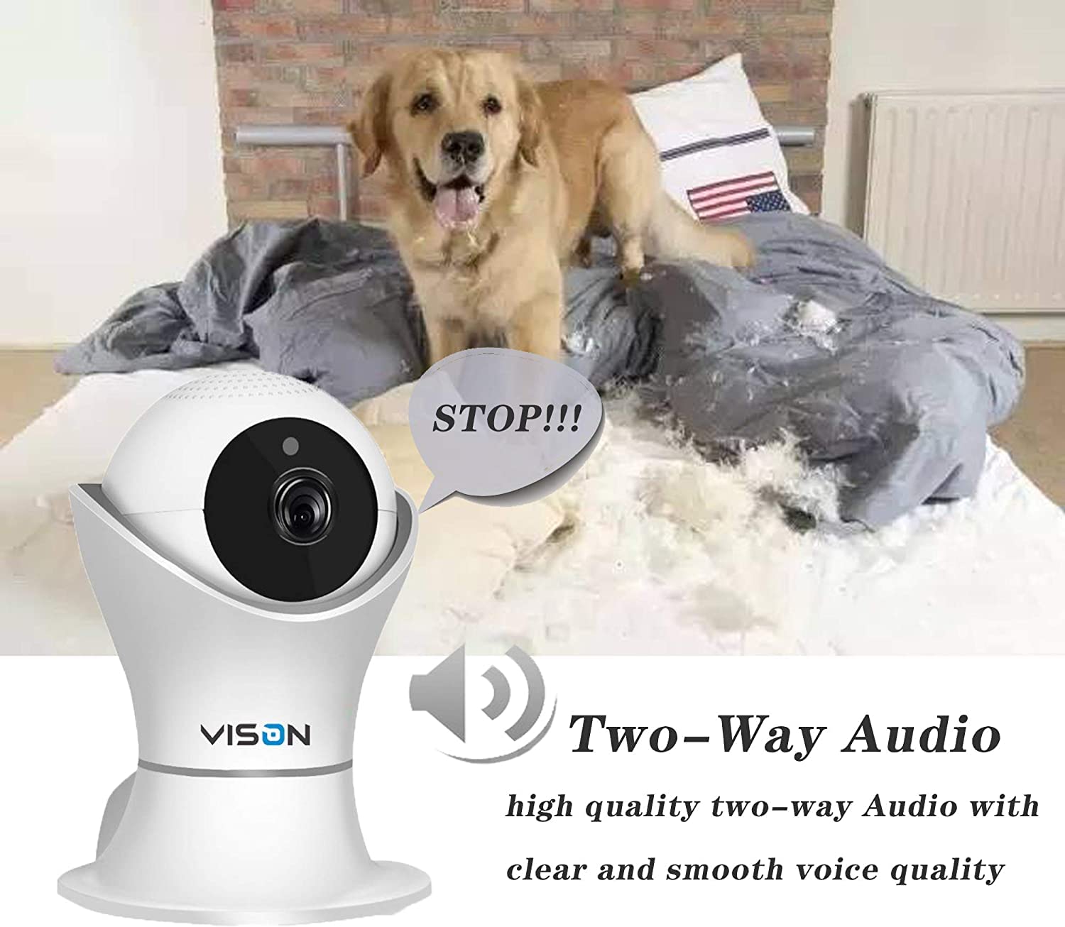 HD 1080p Pet Camera,Dog Camera 360° Pet Monitor Indoor Cat Camera with Night Vision and Two Way Audio