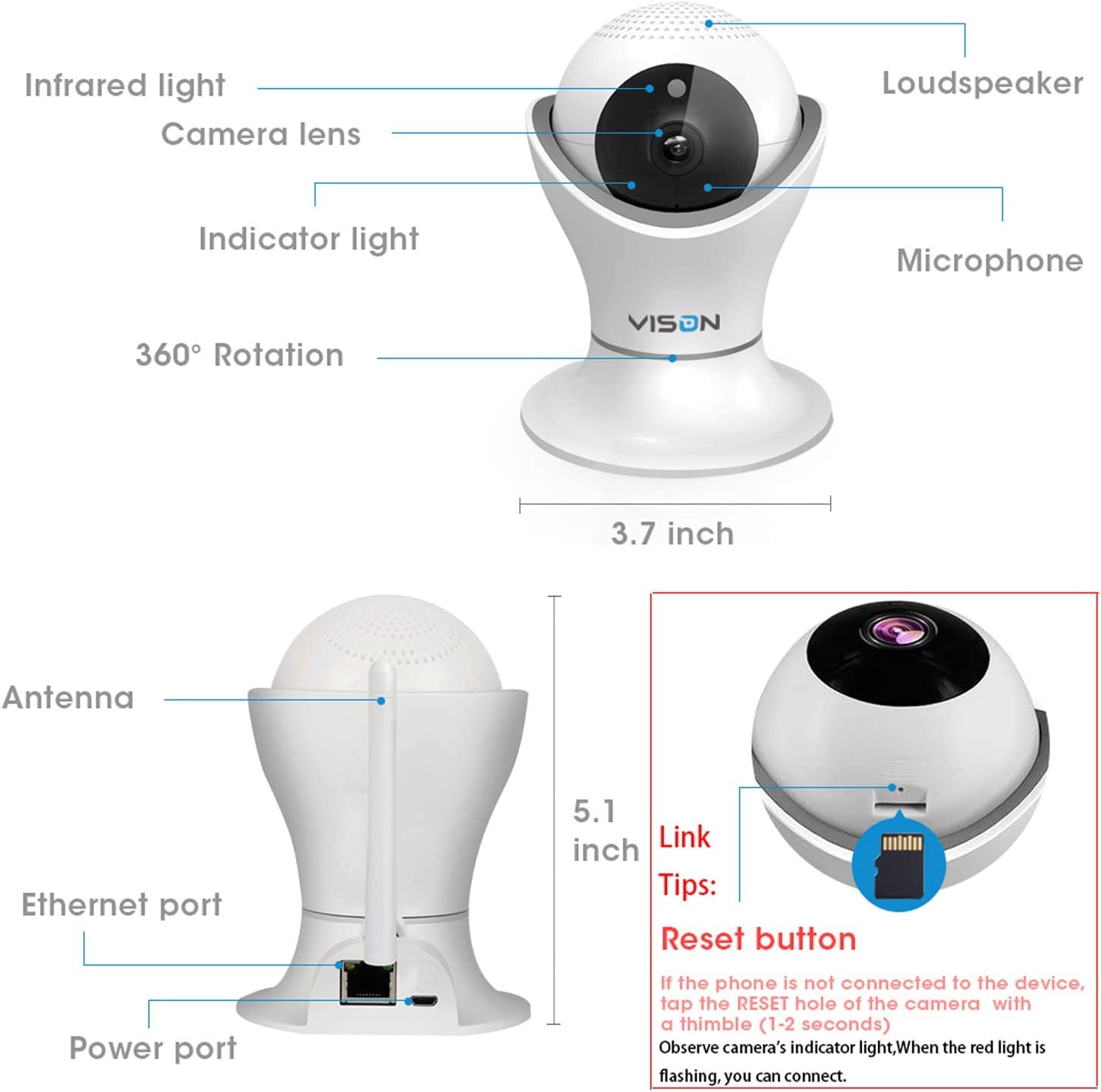 HD 1080p Pet Camera,Dog Camera 360° Pet Monitor Indoor Cat Camera with Night Vision and Two Way Audio