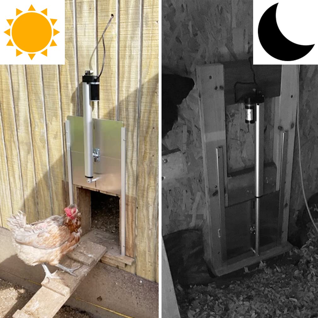 JVR Chicken Coop Door Automatic Smart 2.4 GHz WIFI Opener with Safety Mechanism, Work With Alexa & Google Assistant, Rainproof Sunrise/Sunset Timer Controller Actuator Motor APP/Remote (Smart Version)