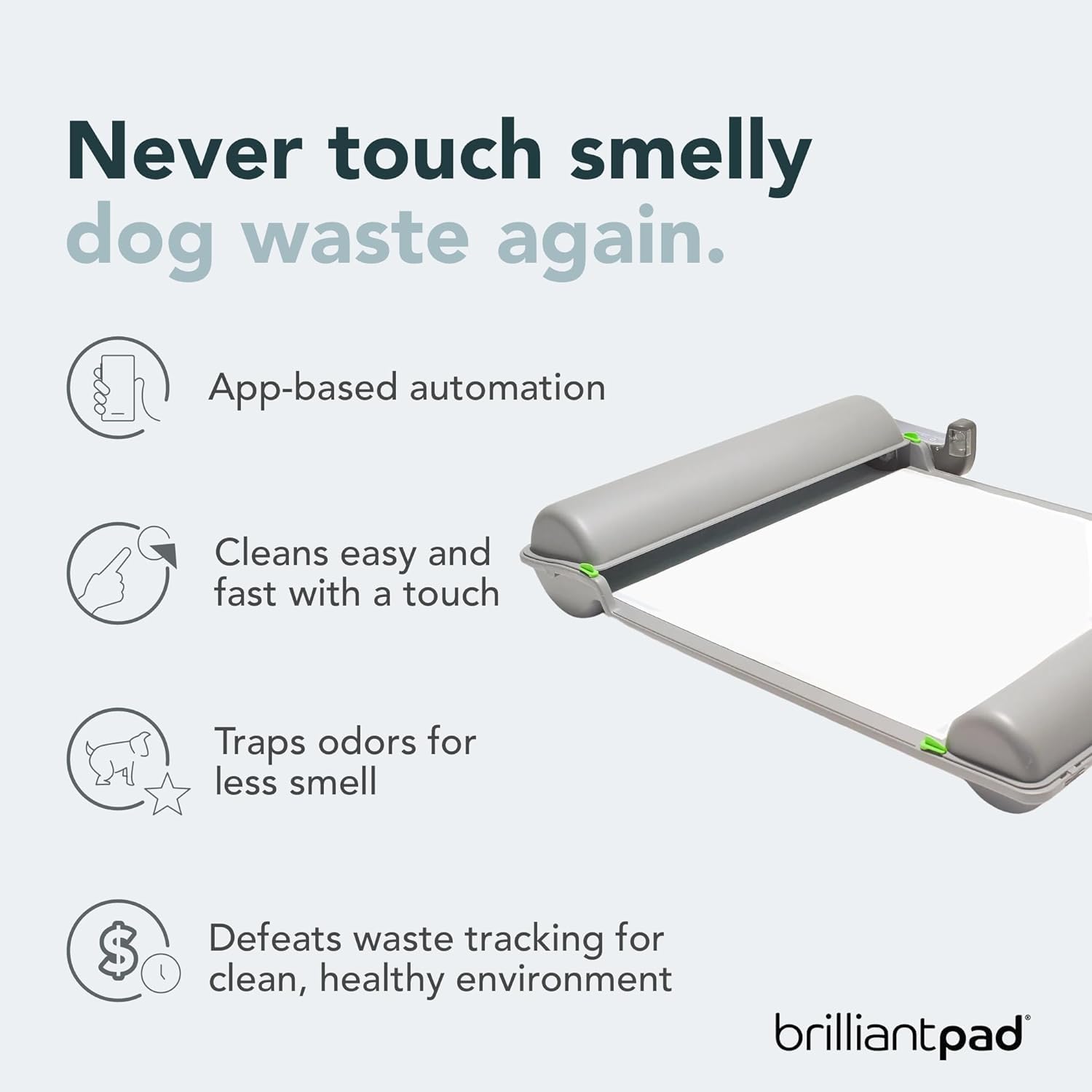 BrilliantPad Smart WiFi Enabled Indoor Dog Potty, Self-Cleaning Machine for Puppies & Small Dogs, Apple & Android Compatible App, Automatic Advancing Training Pad Roll Included