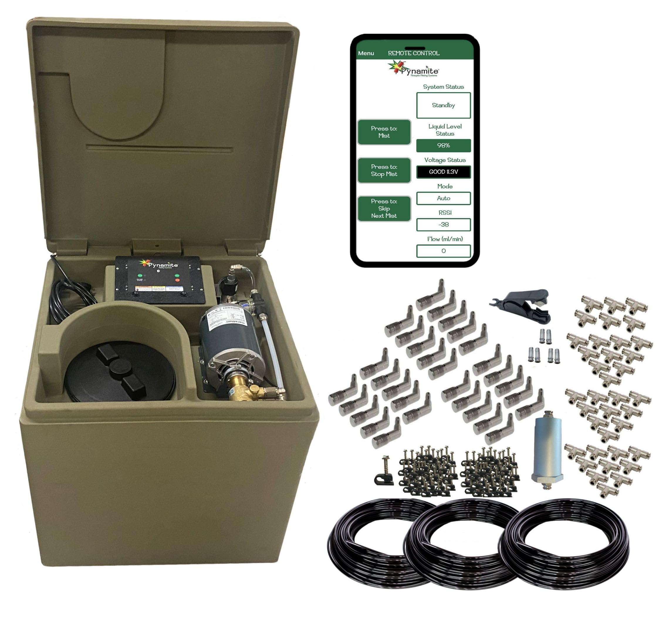 Mosquito Misting System Pynamite Bluetooth app & 30 Nozzle Kit