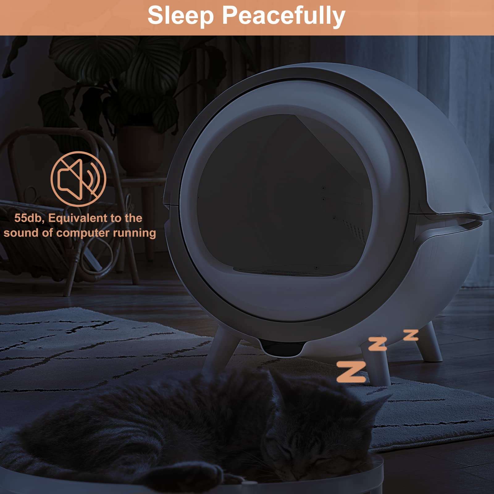 Self-Cleaning Cat Litter Box, FRAPOW No Scooping Automatic Cat Litter Box Safety Protection Extra Large Cabin Weight Sensor APP Control Timer Smart Cat Litter Box Washable Cleaning Cabin