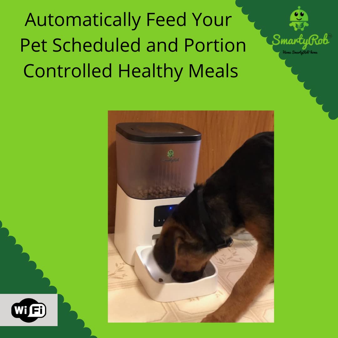 SMARTYROB Smart Automatic WiFi Cat Dog Dry Food Feeder, Remote Timed Small Pet Portion App Controlled Meals 17 Cups Clear