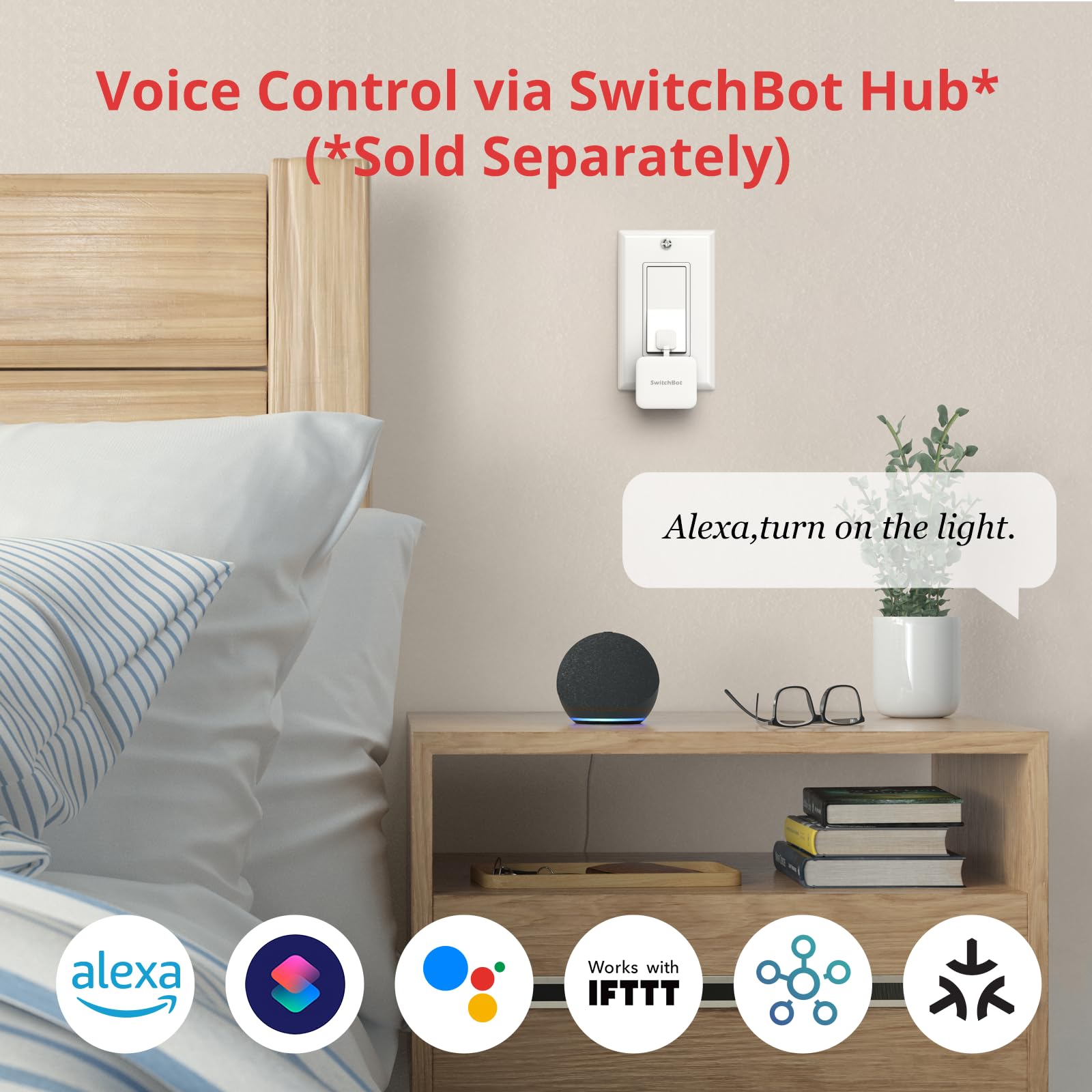 SwitchBot Smart Switch Button Pusher - No Wiring, Bluetooth App or Timer Control, Add SwitchBot Hub Mini to Make it Compatible with Alexa, Google Home, IFTTT (white)