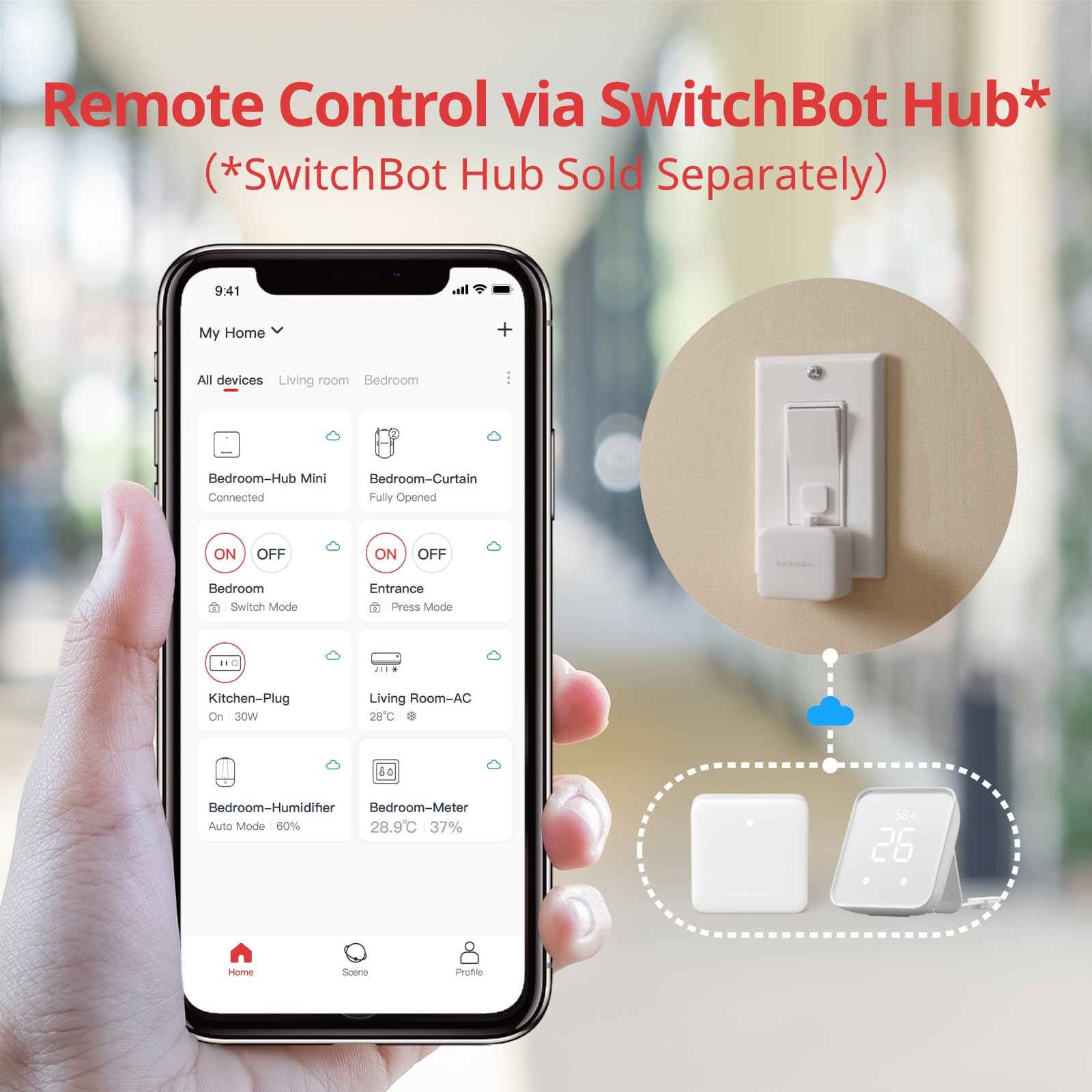 SwitchBot Smart Switch Button Pusher - No Wiring, Bluetooth App or Timer Control, Add SwitchBot Hub Mini to Make it Compatible with Alexa, Google Home, IFTTT (white)
