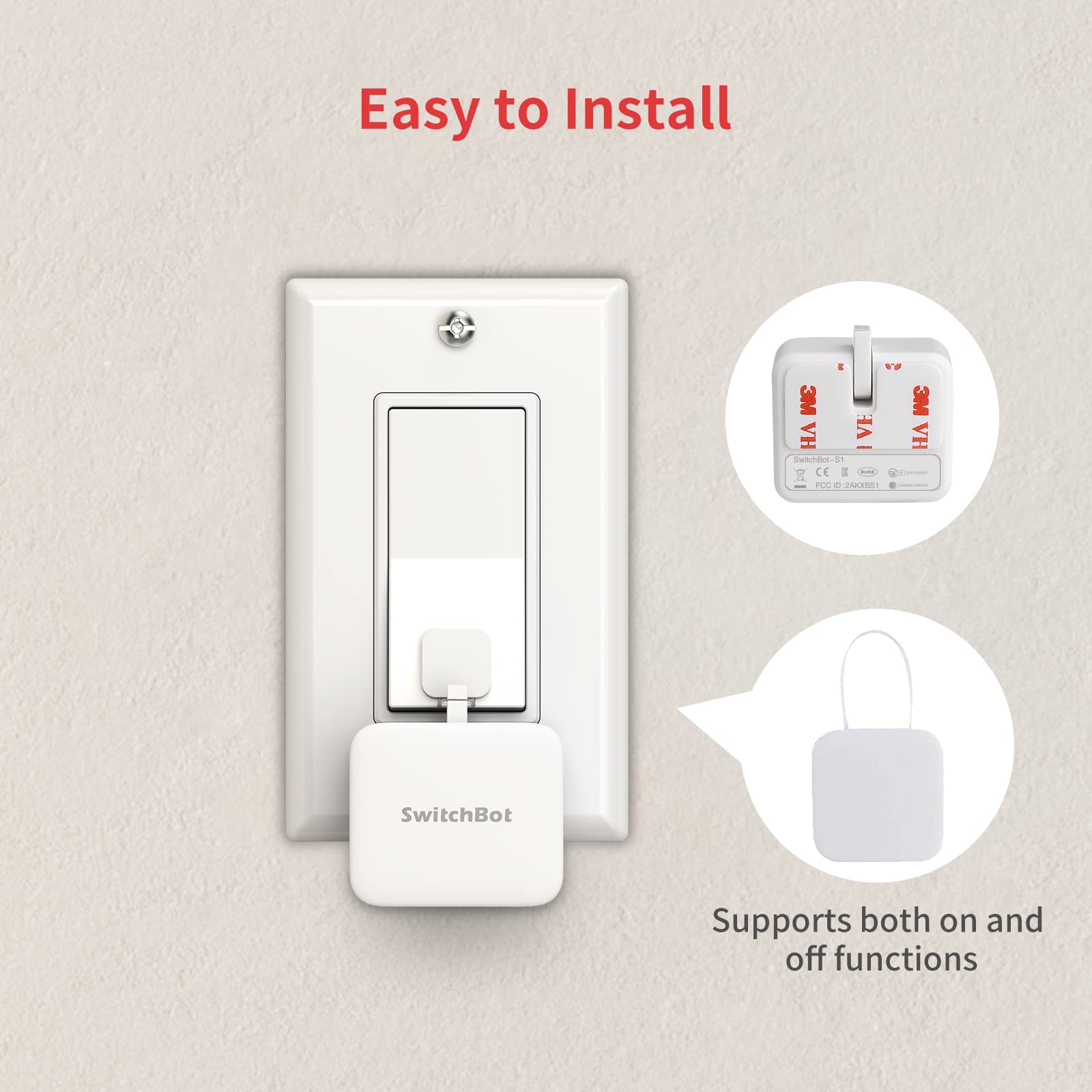 SwitchBot Smart Switch Button Pusher - No Wiring, Bluetooth App or Timer Control, Add SwitchBot Hub Mini to Make it Compatible with Alexa, Google Home, IFTTT (white)