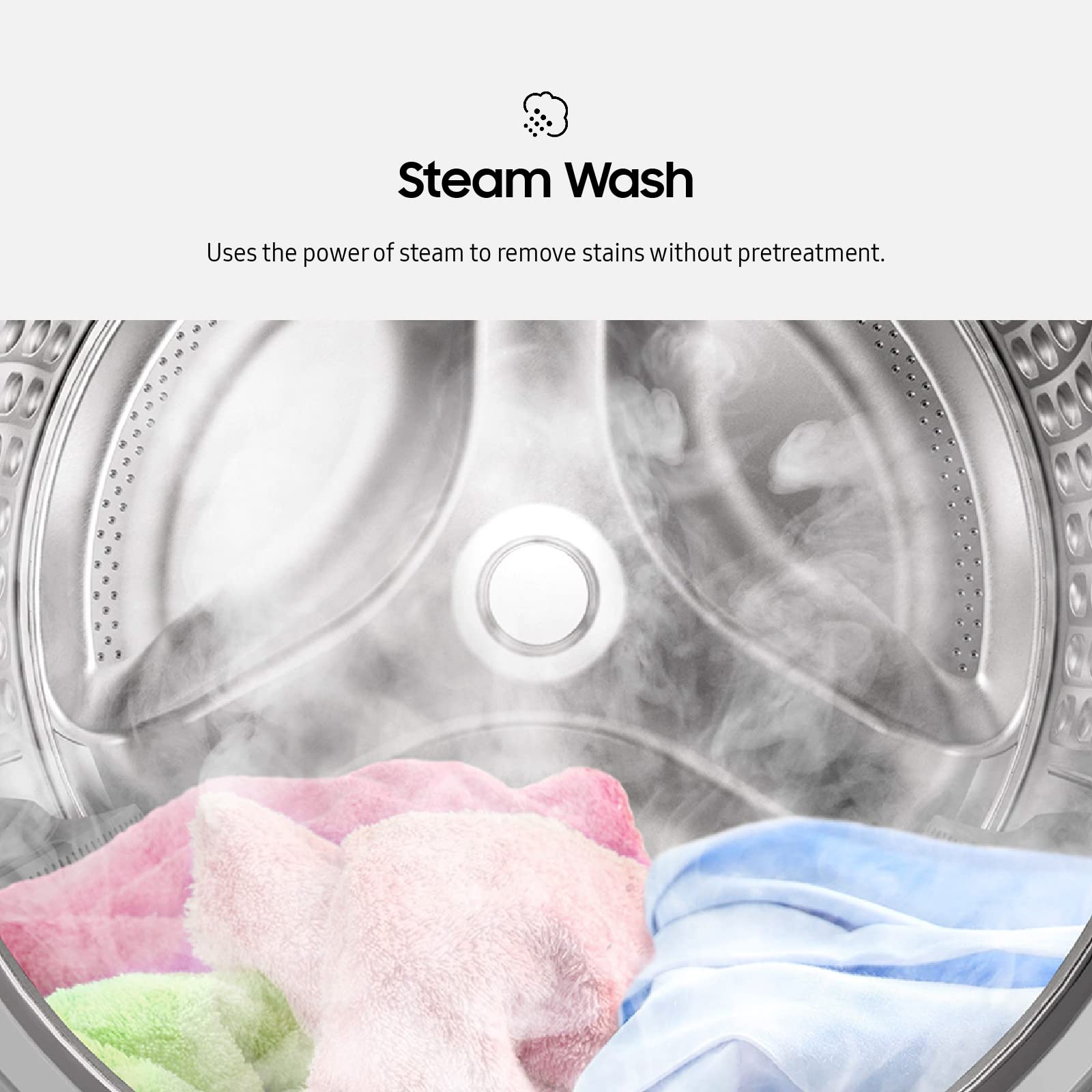 SAMSUNG 2.2 Cu Ft Compact Front Load Washer, Stackable for Small Spaces, 40 Minute Super Speed Washing Machine, Steam Wash Clothes, Self Cleaning, Energy Star Certified, WW22K6800AW/A2, White