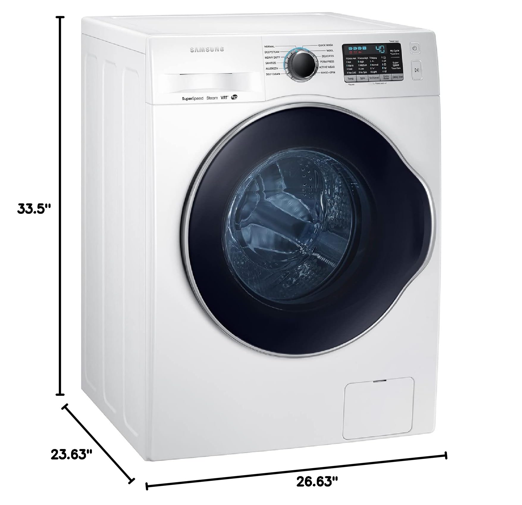 SAMSUNG 2.2 Cu Ft Compact Front Load Washer, Stackable for Small Spaces, 40 Minute Super Speed Washing Machine, Steam Wash Clothes, Self Cleaning, Energy Star Certified, WW22K6800AW/A2, White