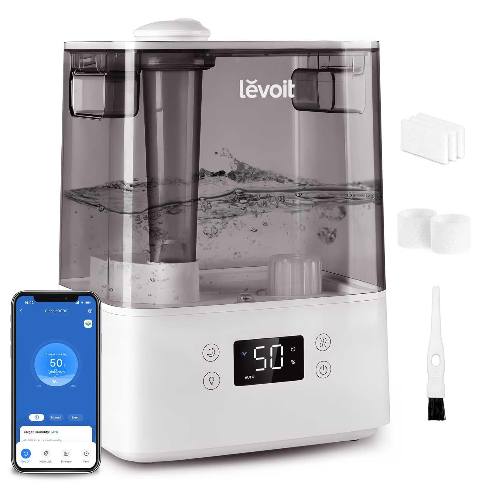 LEVOIT Humidifiers for Bedroom Large Room Home, 6L Cool Mist Top Fill Essential Oil Diffuser for Baby and Plants, Smart App & Voice Control, Rapid Humidification and Humidity Setting, Quiet Sleep Mode