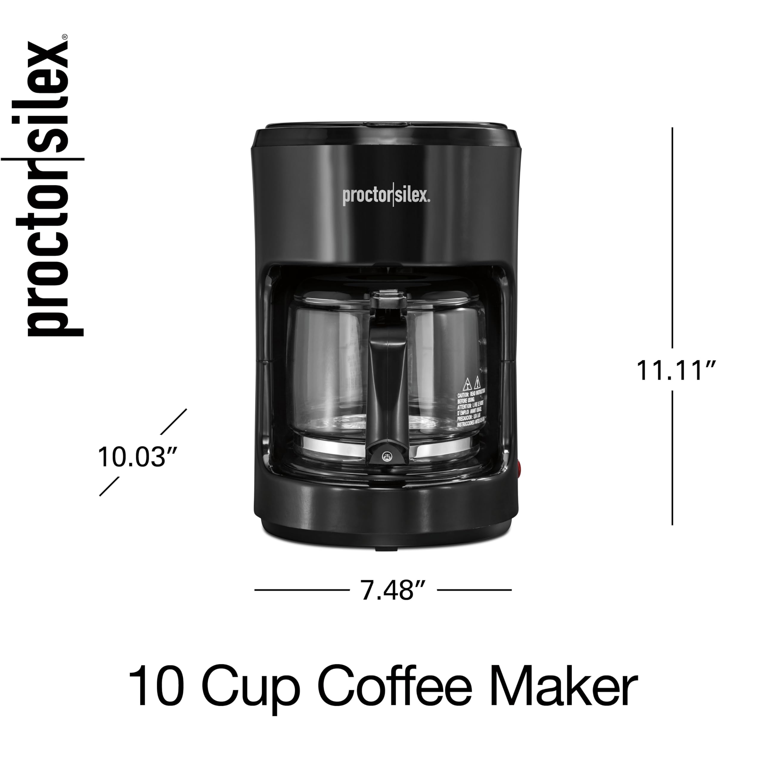 Proctor Silex 10-Cup Coffee Maker, Works with Smart Plugs That Are Compatible with Alexa (48351), Auto Pause and Serve, Black