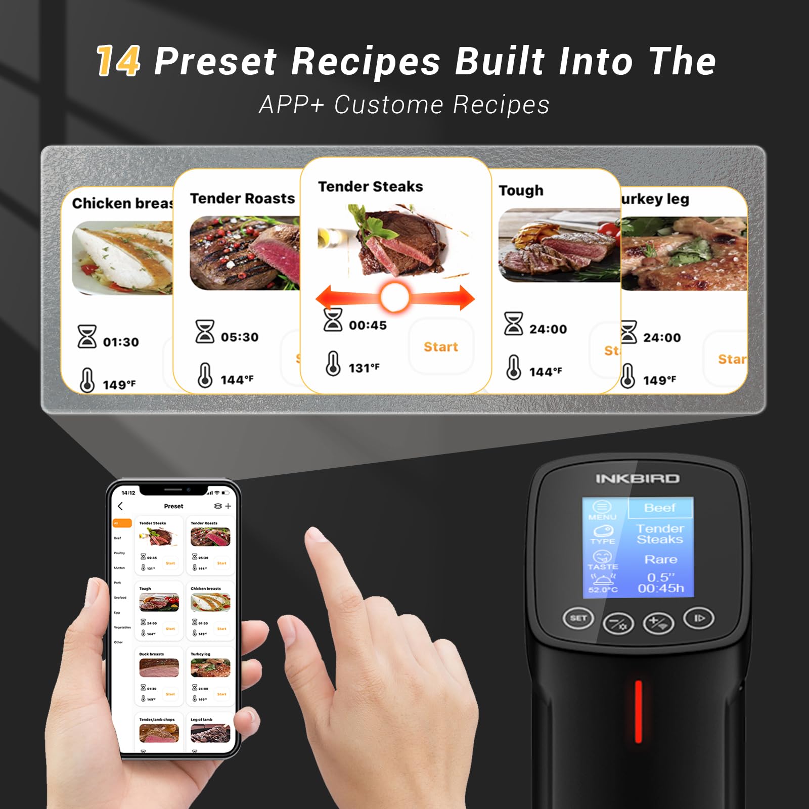 Inkbird Sous Vide Precision Cooker ISV-100W | 1000 Watts WIFI Sous-Vide Cooking Cooker Immersion Circulator | Preset Recipes on APP and Thermal Immersion Sous Vide Machines (American Standard)
