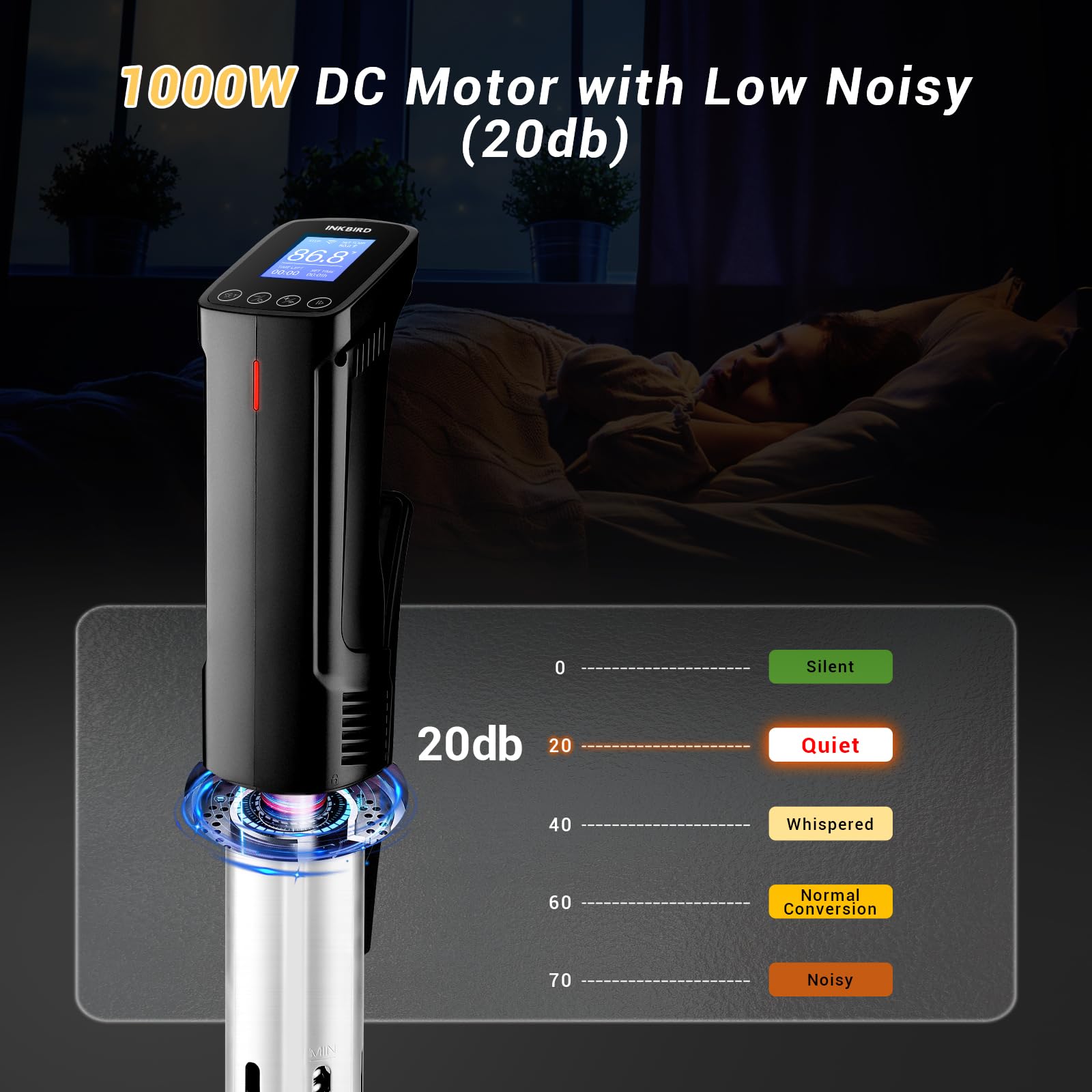 Inkbird Sous Vide Precision Cooker ISV-100W | 1000 Watts WIFI Sous-Vide Cooking Cooker Immersion Circulator | Preset Recipes on APP and Thermal Immersion Sous Vide Machines (American Standard)