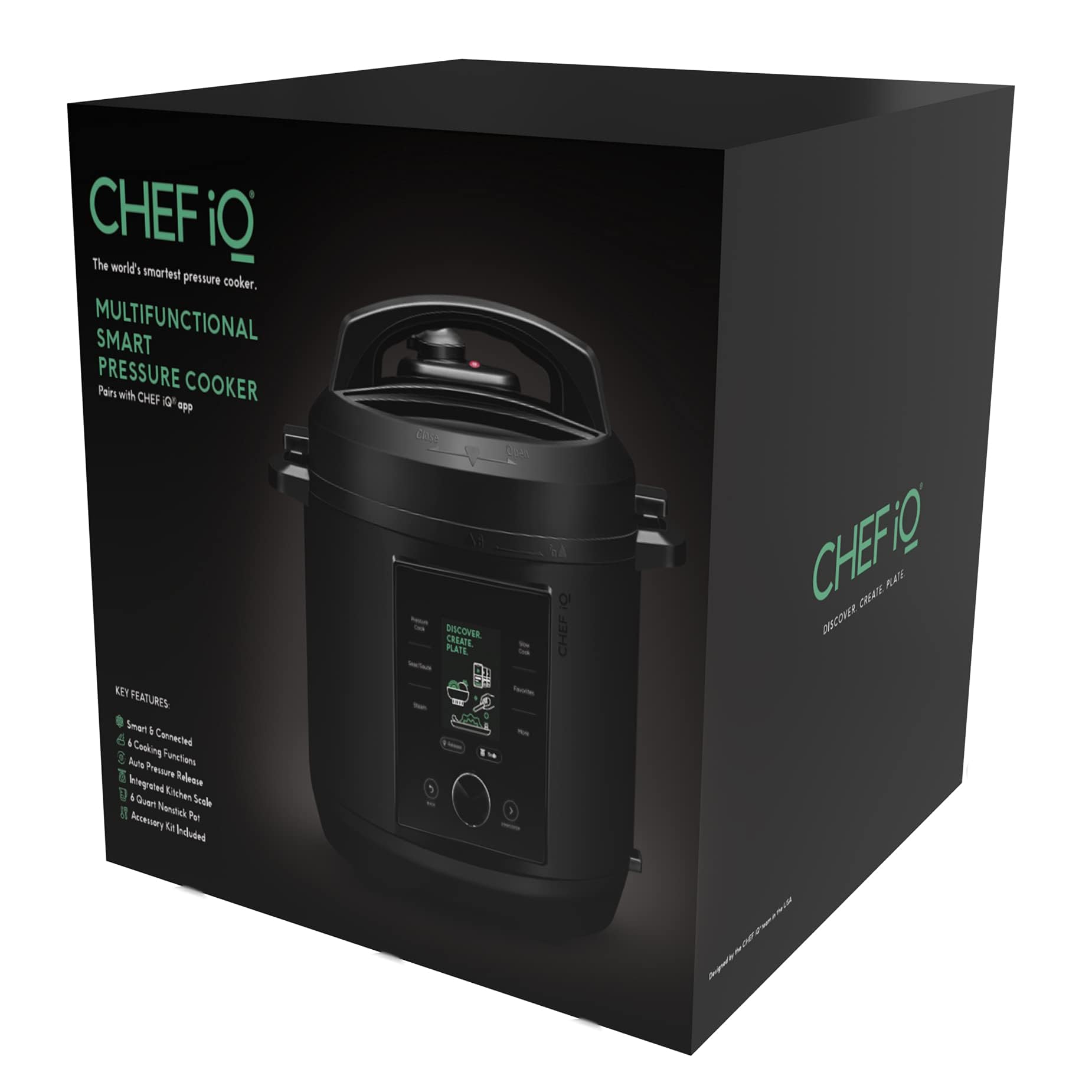 CHEF iQ Pressure Cooker with WiFi and Built-in Scale - Easy-to-Use 10-in-1 Multicooker with 1000+ Guided Recipes - Instant Meals for Foodies - 6 Quart - Family Size