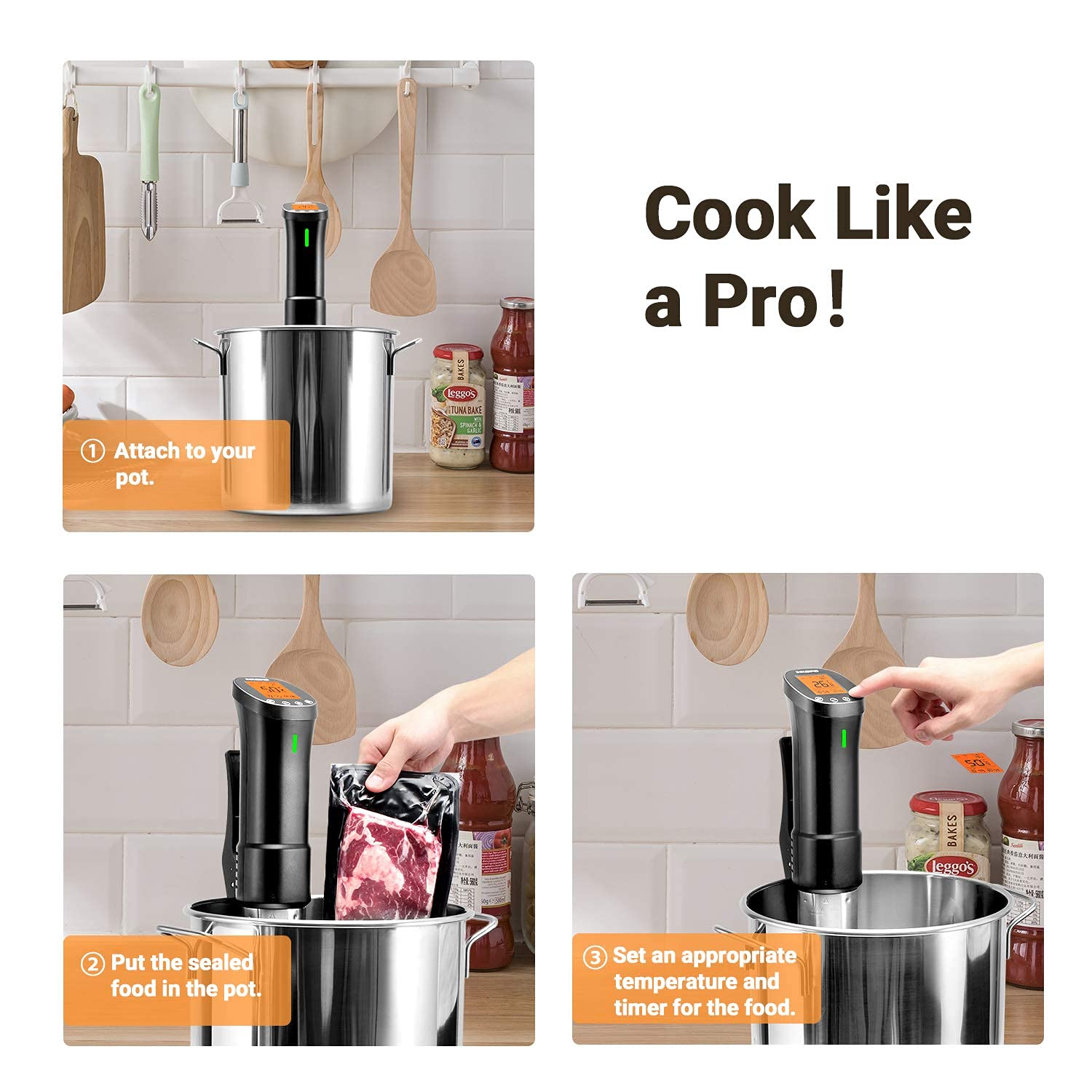 Sous Vide Cooker| Inkbird Wifi Sous Vide Mchine Precision Cooker, 1000W Immersion Circulator with Recipes,Timer | Ultra-Quiet : ISV-200W