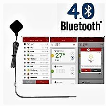NutriChef Smart Bluetooth BBQ Thermometer - Upgraded Stainless Probe Safe to Leave in Grill, Outdoor Barbecue or Meat Smoker - Wireless Remote Alert iOS Android Phone WiFi App - PWIRBBQ40