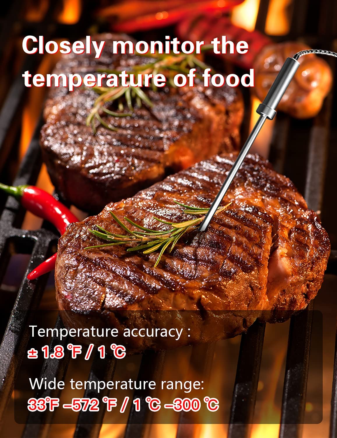 BFOUR Bluetooth Meat Thermometer Wireless Grill Thermometer with 3 Probes, Premium Digital Instant Read Meat Thermometer Food Thermometer Timer Alarm for Smoker, Grill, Oven, Kitchen, Cooking, BBQ