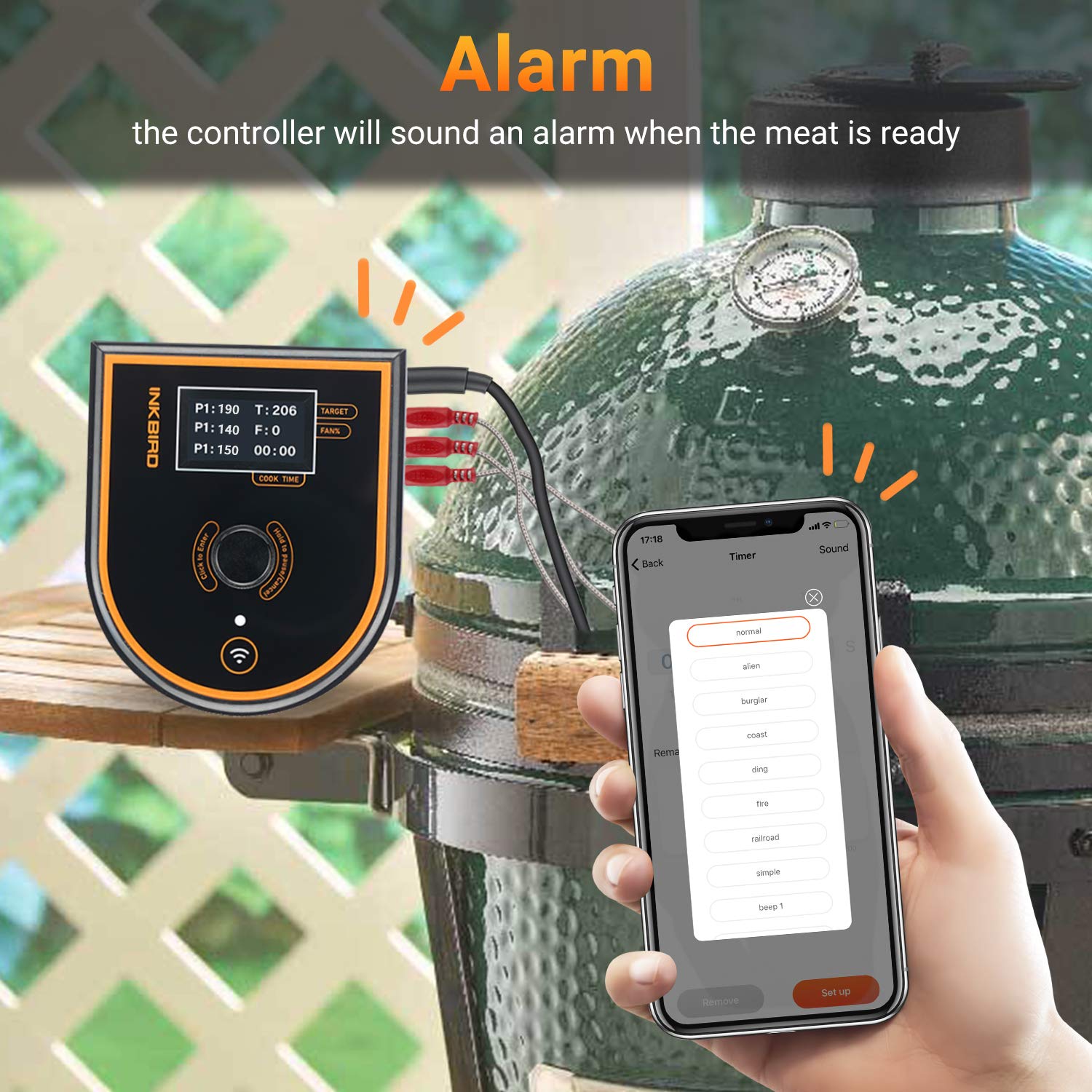 Inkbird Wifi Bluetooth BBQ Temperature Controller ISC-007BW, Automatic Smoker Fan Controller Grill Thermometer with 3 Probes for Big Green Egg, Kamado Joe, Weber, Primo, Vision Grill, Akorn Kamado