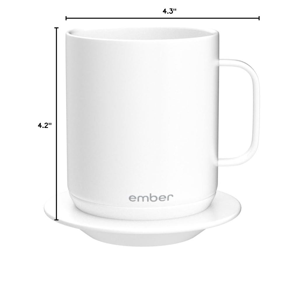 Ember Temperature Control Smart Mug, 10 Ounce, 1-hr Battery Life, White - App Controlled Heated Coffee Mug