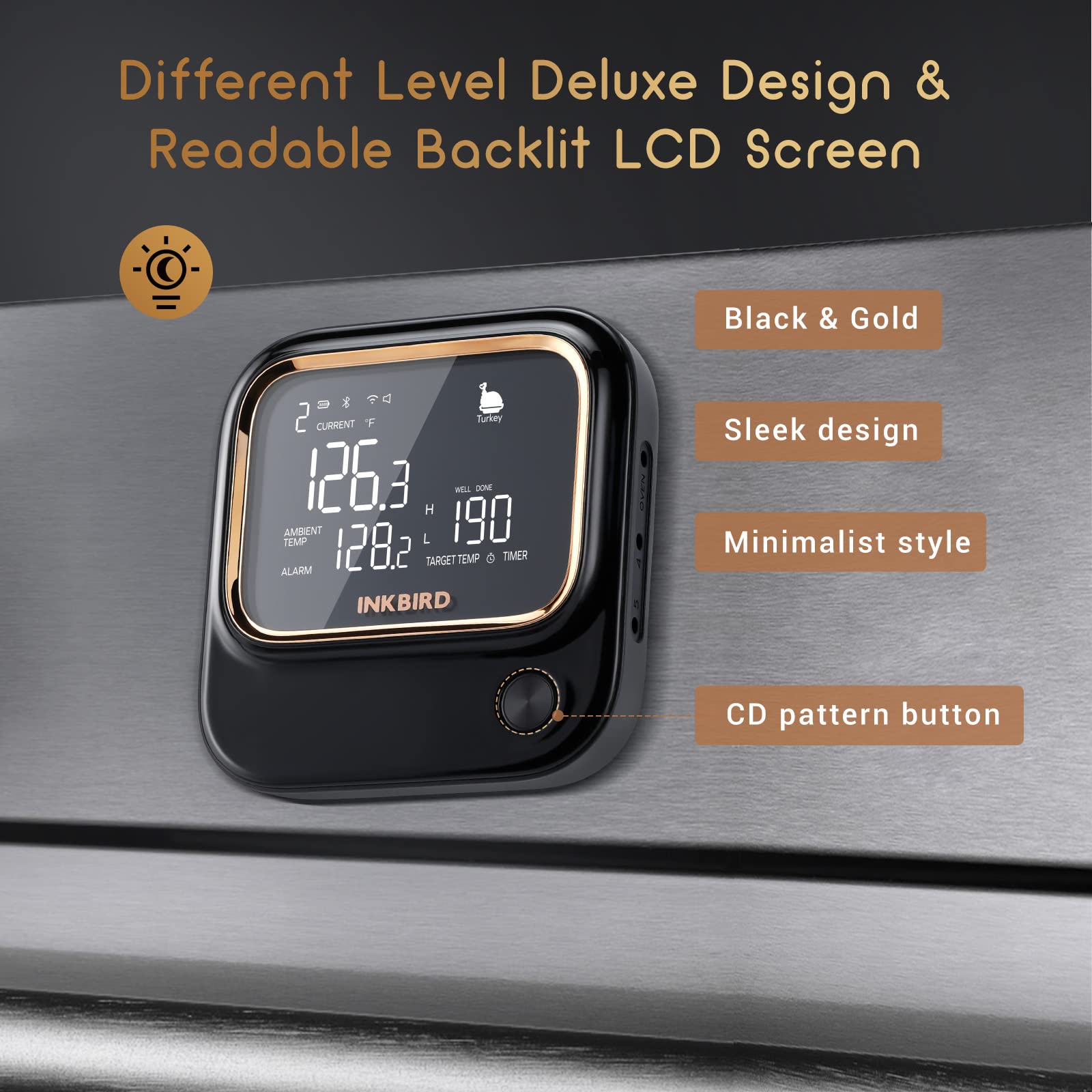 Inkbird Grill Bluetooth BBQ Thermometer Wireless IBT-6XS, 6 Probes Digital Smoker Grill Thermometer for Cooking,150ft Bluetooth Meat Thermometer, Magnet, Timer, Alarm for Kitchen, Food (Red)